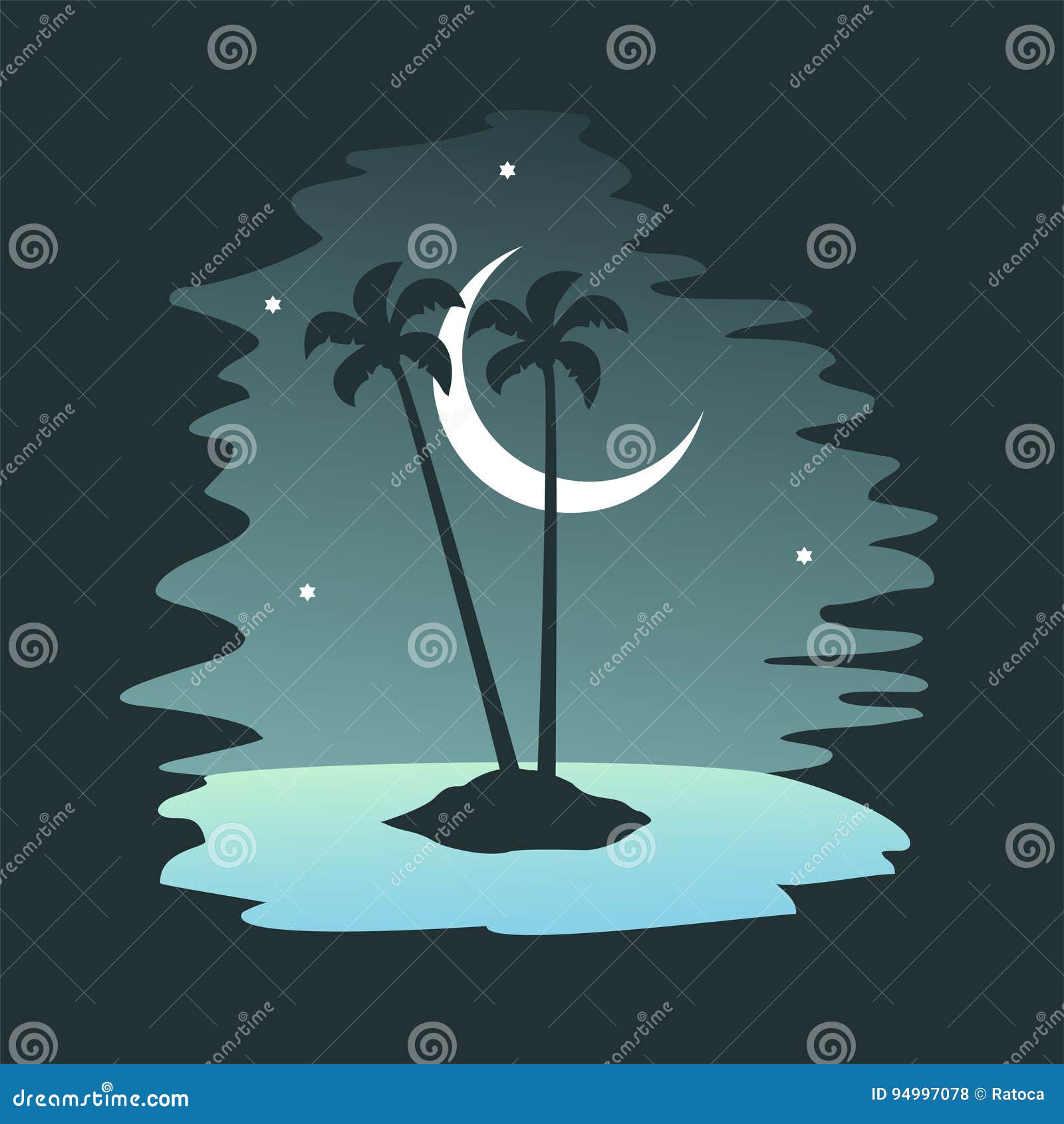 Beach in the Night Illustration Stock Vector - Illustration of creative ...