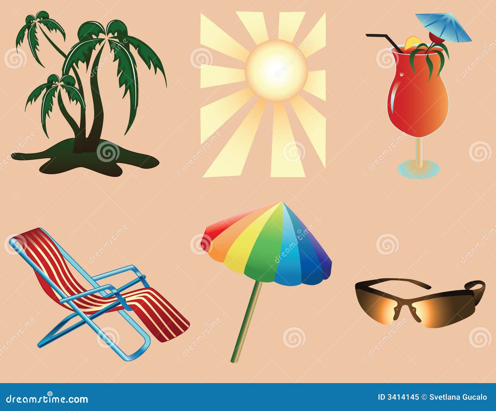 Beach objects stock vector. Illustration of chaise, chear - 3414145