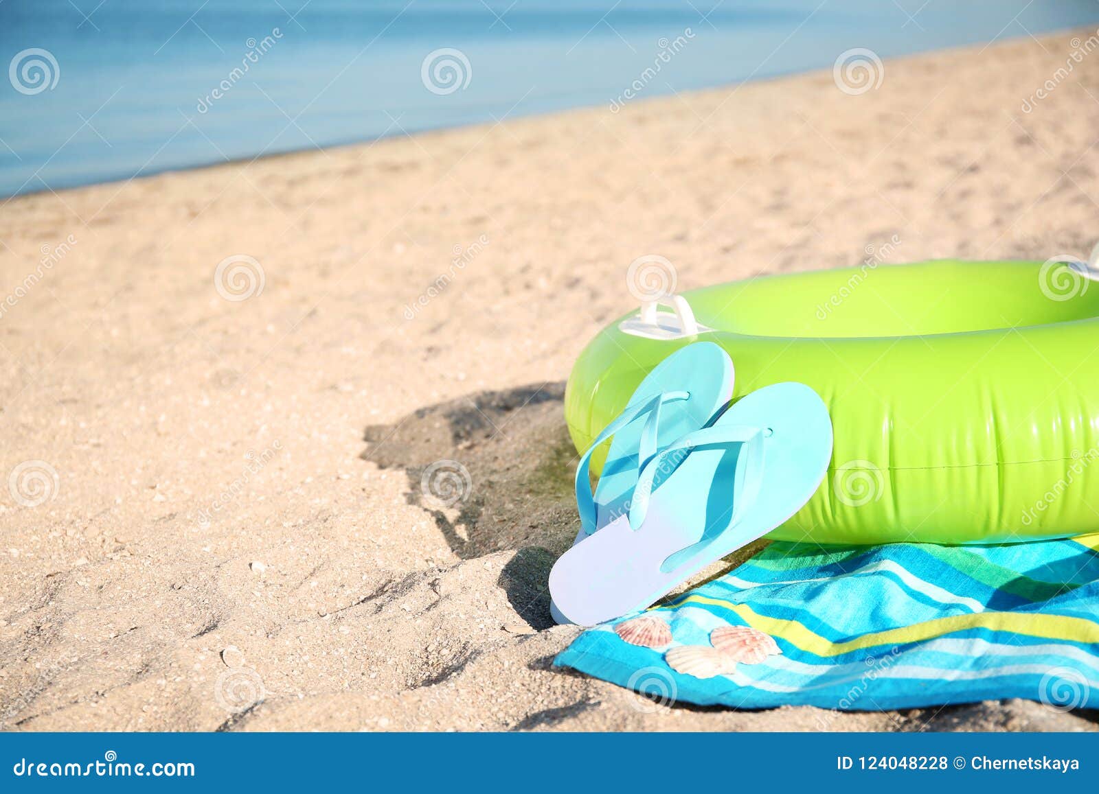 Beach Objects on Sand Near Sea Stock Photo - Image of seashore, peace ...