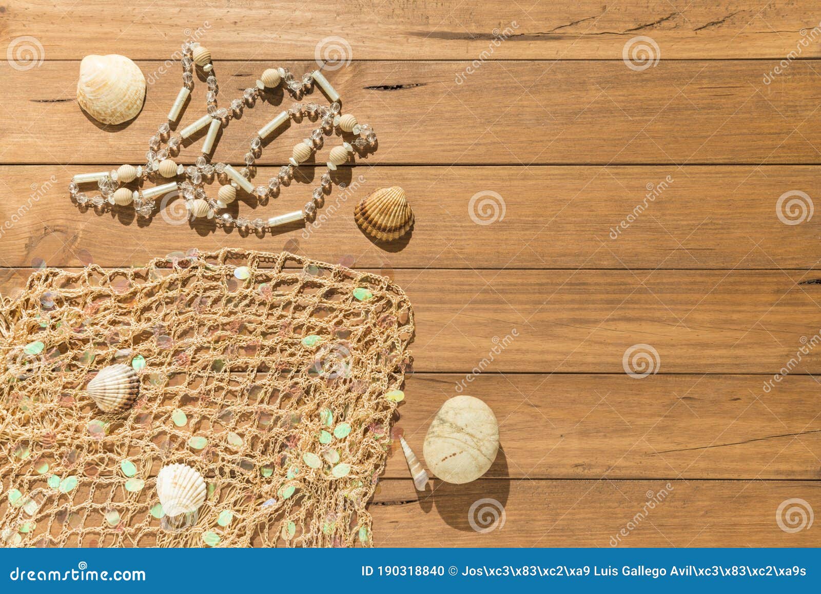 Beach Objects on Wooden Boards Stock Photo - Image of summertime ...