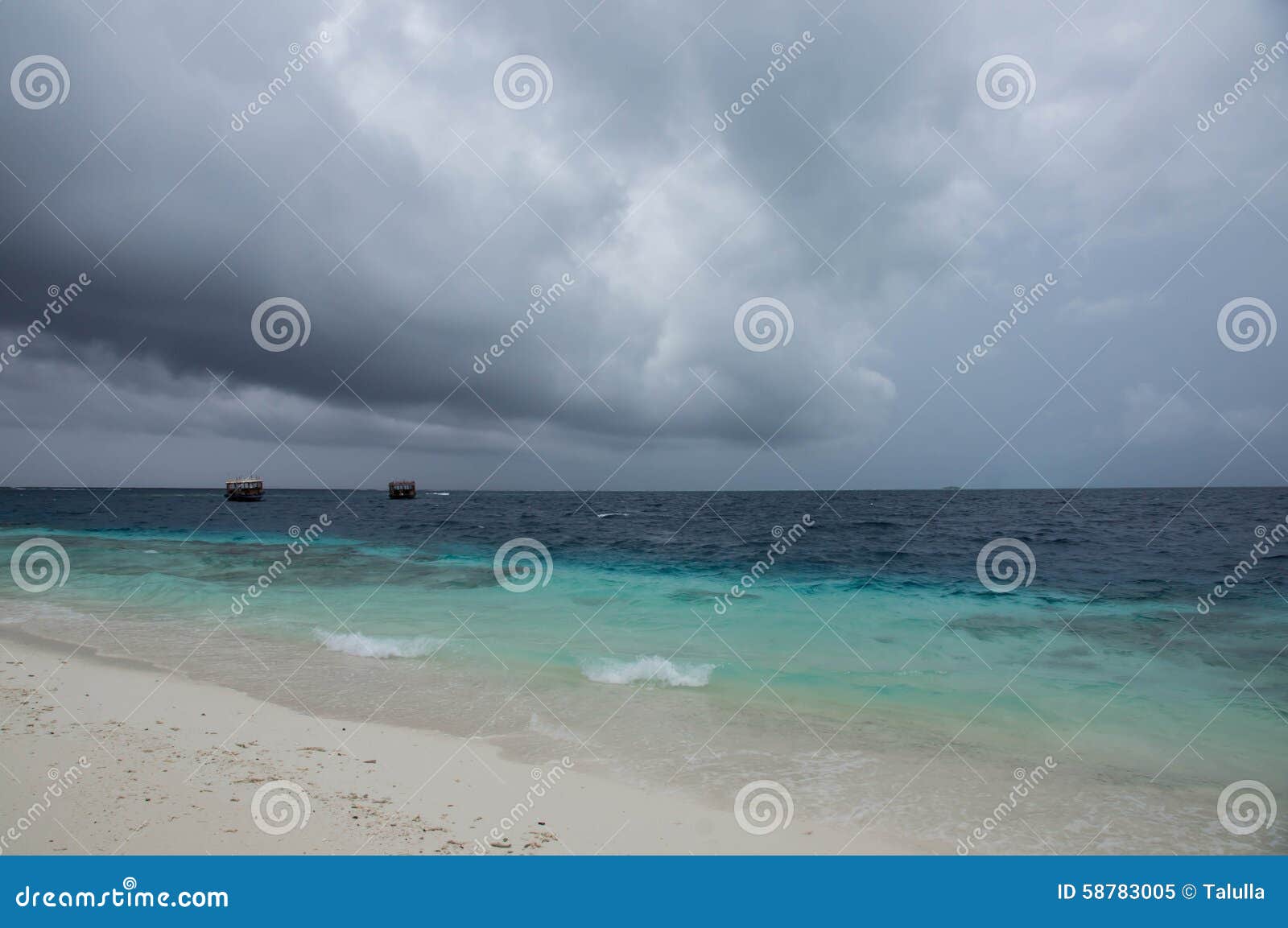 The Beach and Ocean on a Cloudy Day Stock Image - Image of nature ...