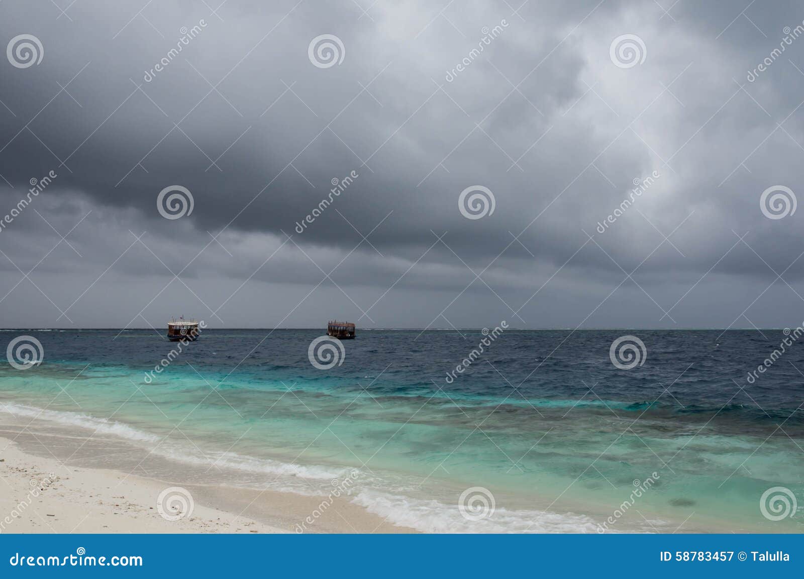 The Beach and Ocean on a Cloudy Day Stock Image - Image of clouds ...