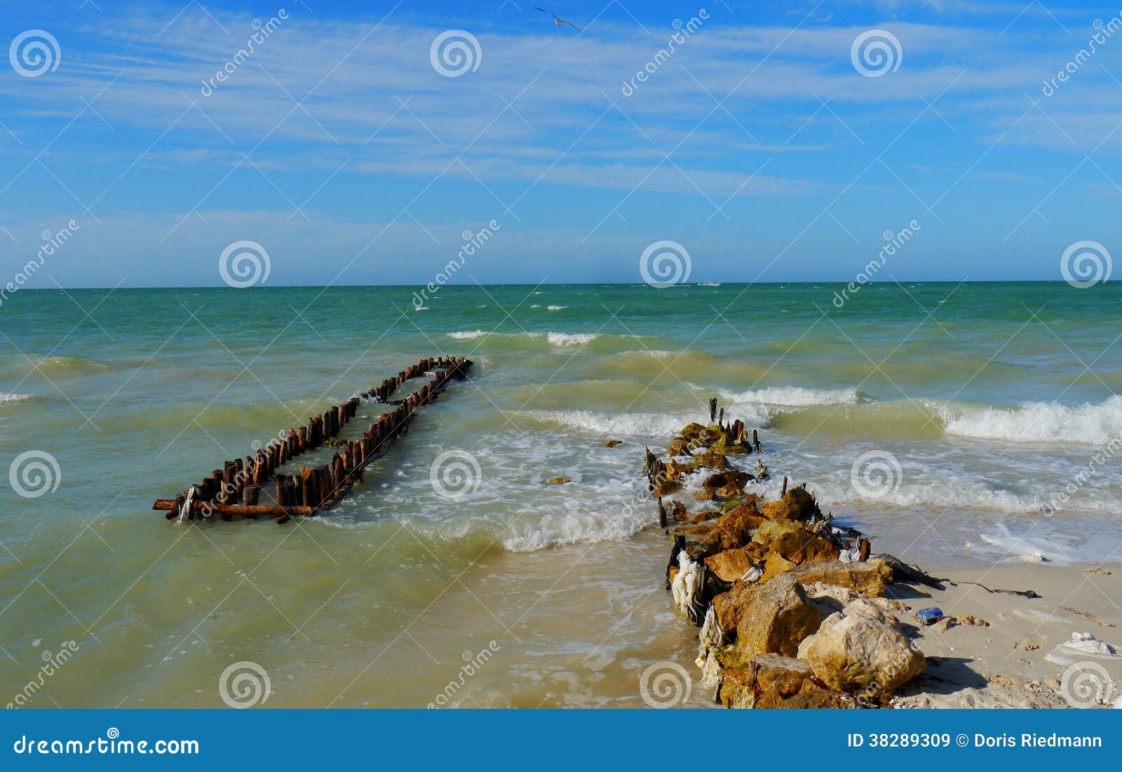 Beach and Ocean Panorama in Mexico Chelem Stock Image - Image of shore ...