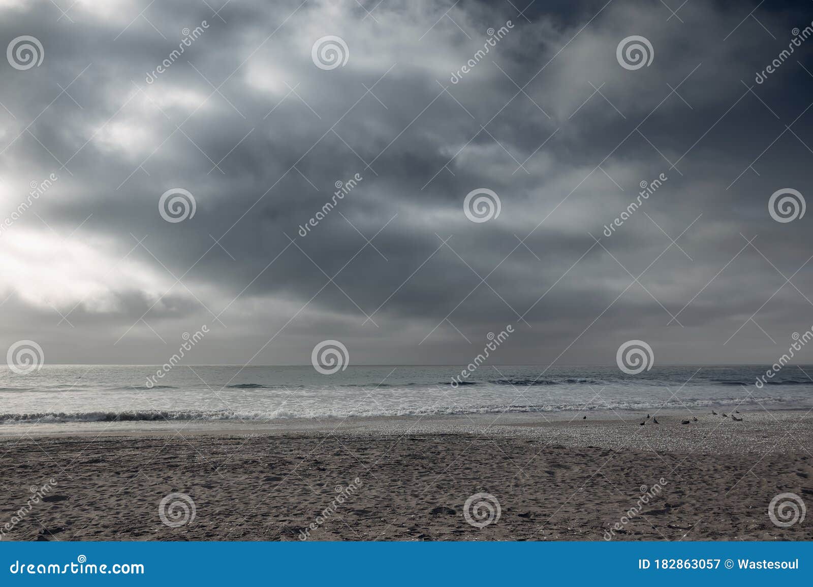 Beach of the Pacific Ocean during Dull Weather Stock Image - Image of ...