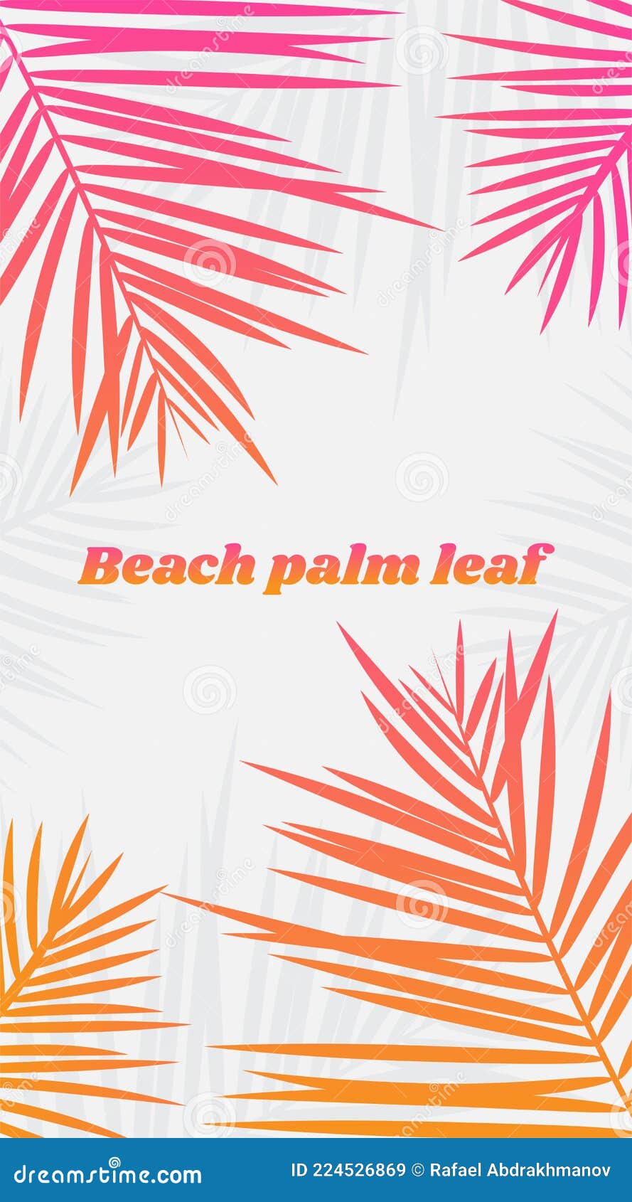 Beach Palm Leaf. Vector Shadow from Tropical Leaves on the Vertical ...