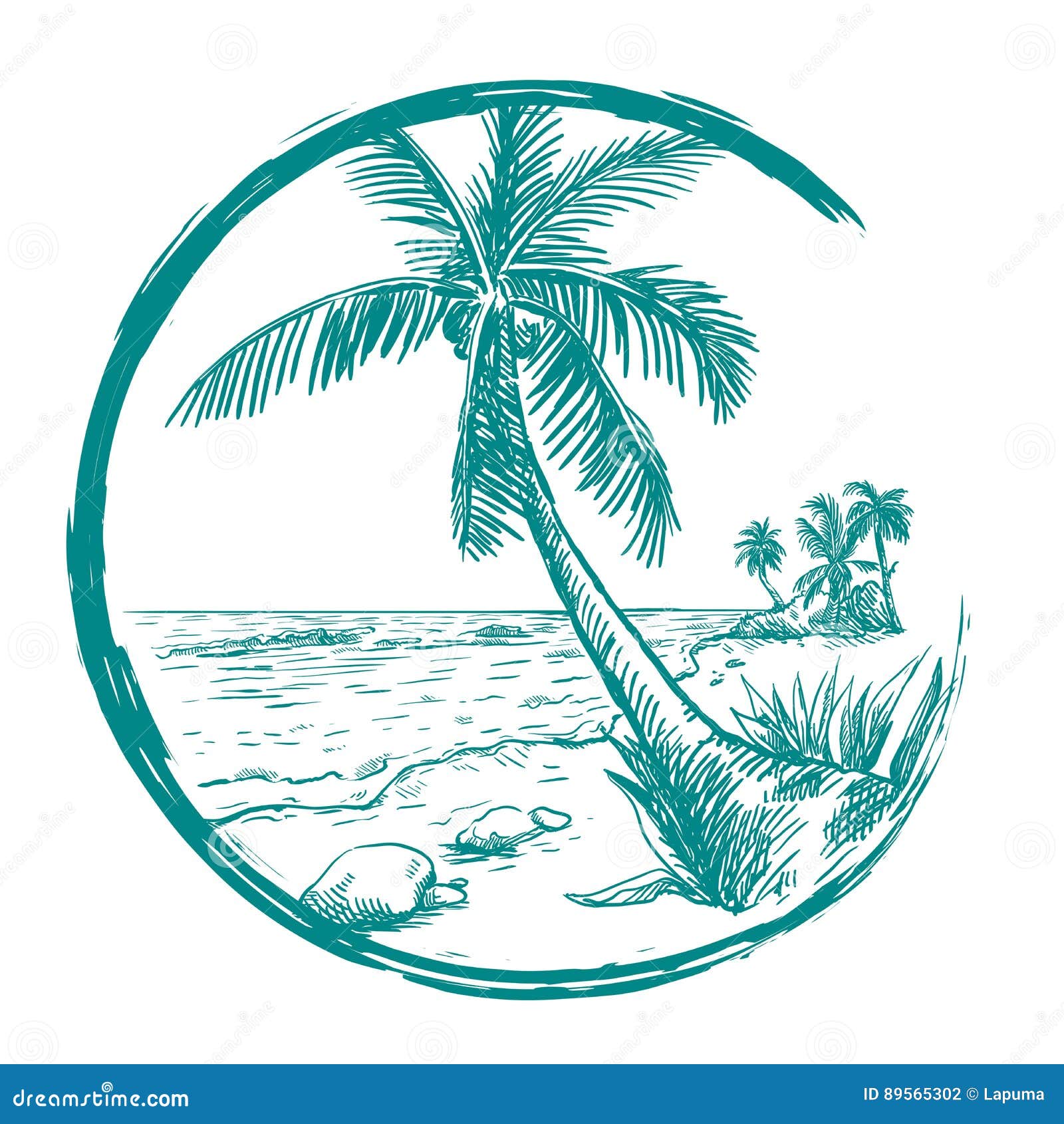 Palm Tree Beach Drawing