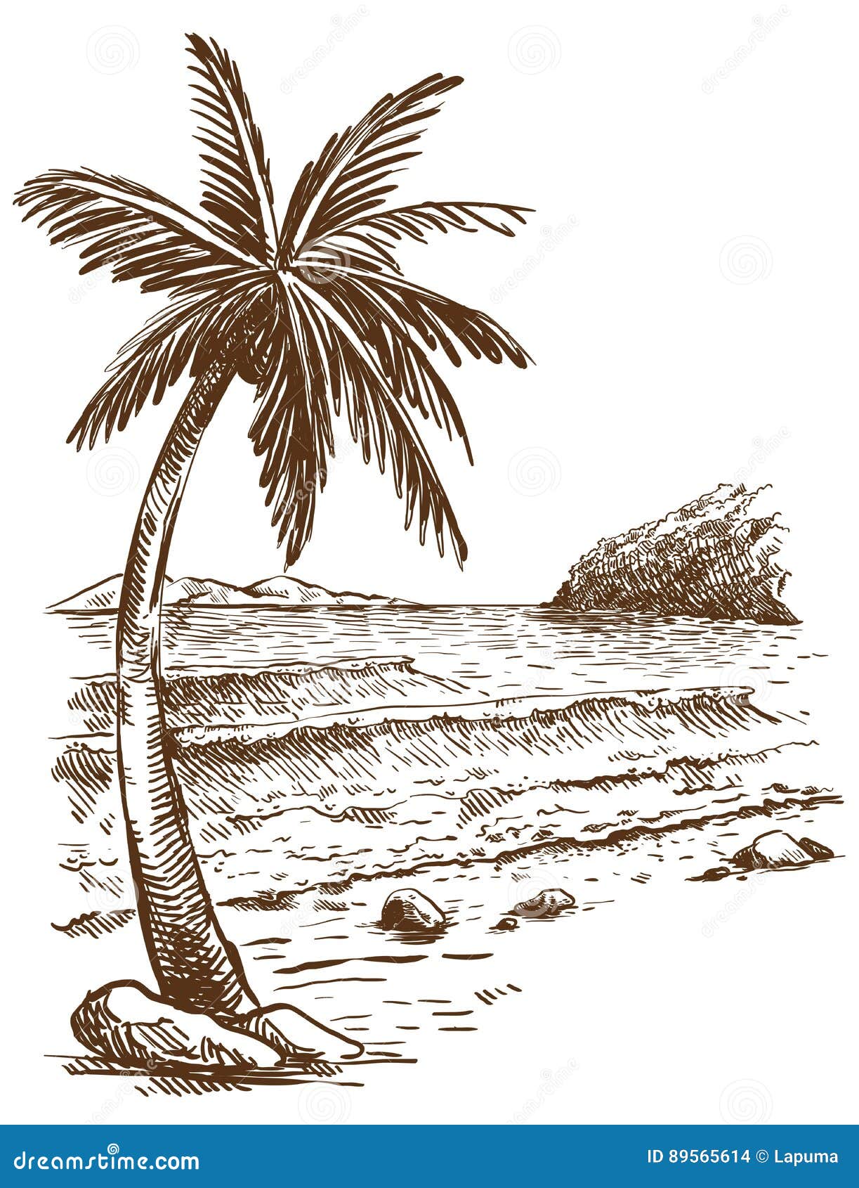 Beach and Palm Tree. Summer Time Stock Vector - Illustration of ...