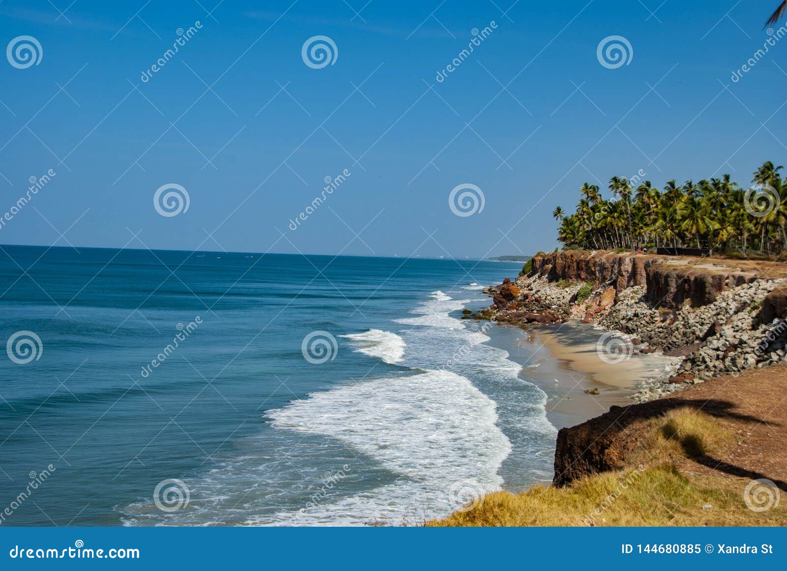 Beach with Palm Trees in Varkala in India Stock Image - Image of ...