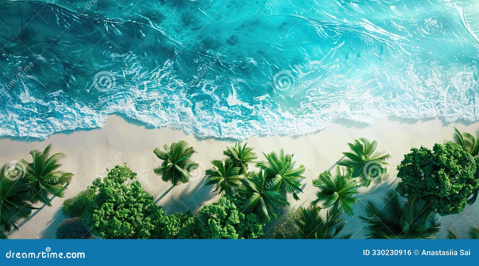 A Beach with Palm Trees and Waves Stock Photo - Image of beach ...