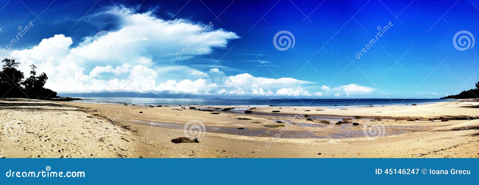 Beach panorama stock image. Image of panorama, blue, clouds - 45146247