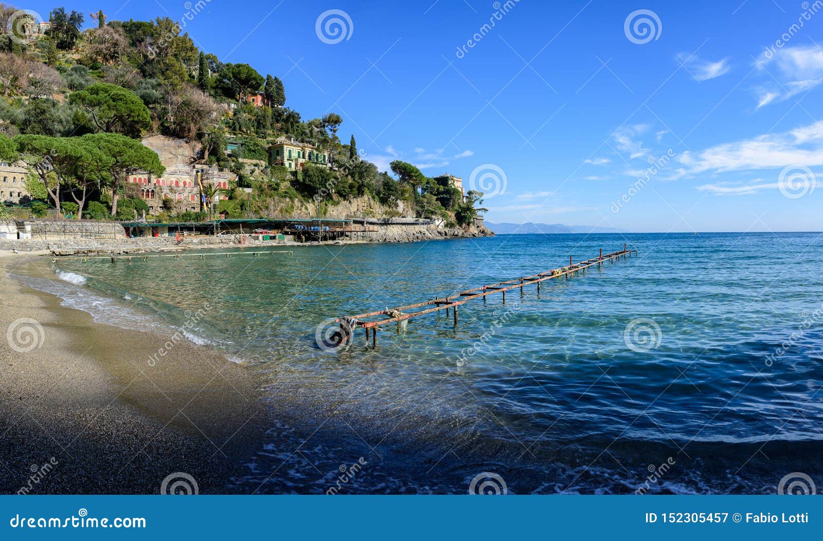 The beach of Paraggi stock image. Image of liguria, italian - 152305457