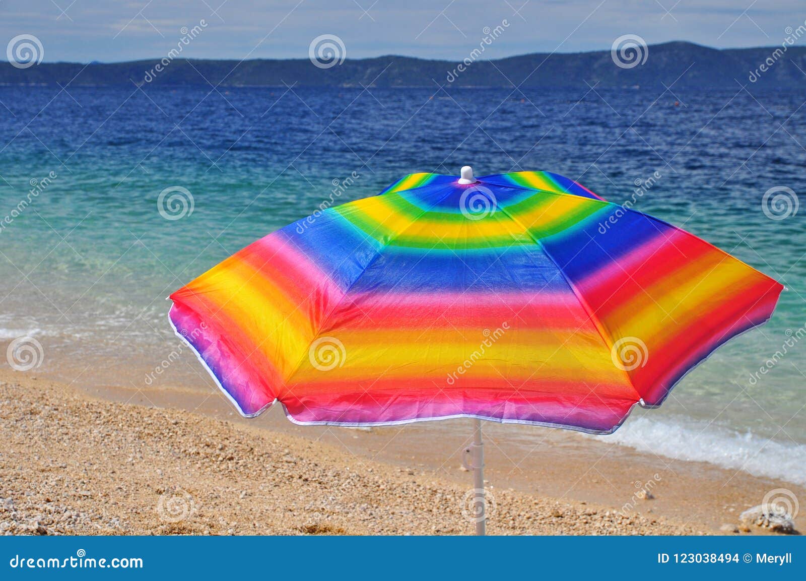 Beach parasol stock photo. Image of coast, croatia, colors - 123038494