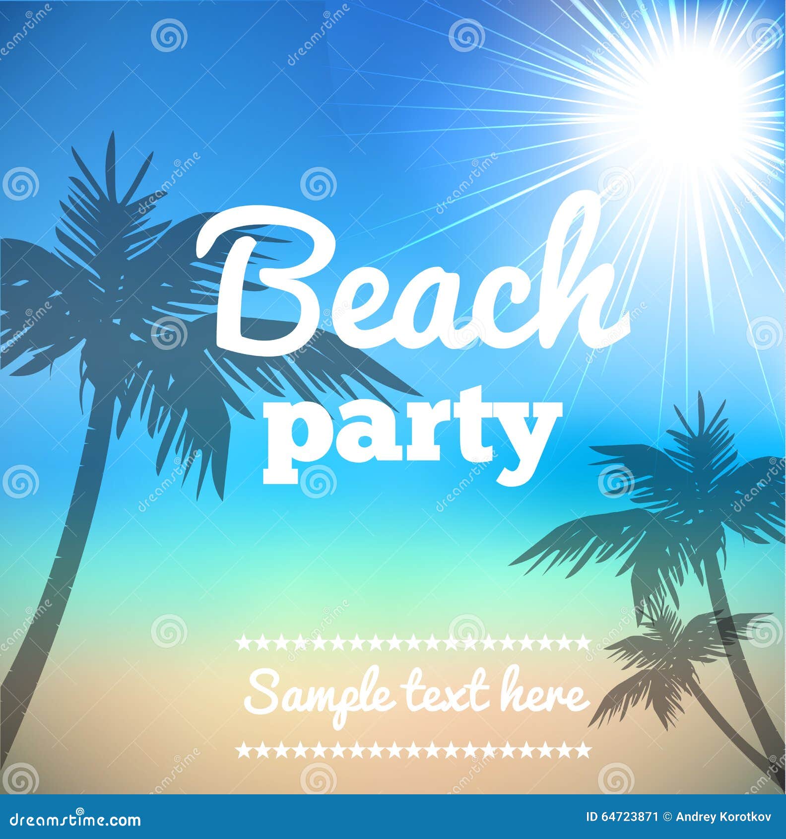 Beach Party Flyer - Vector Design Beautiful Background Stock Vector ...