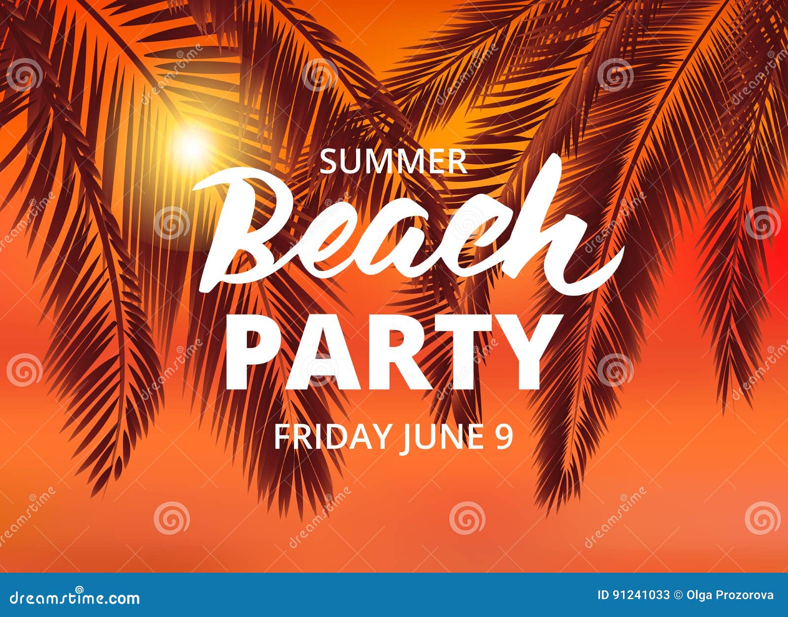 Beach Party Poster Template With Typographic Elements Stock Vector