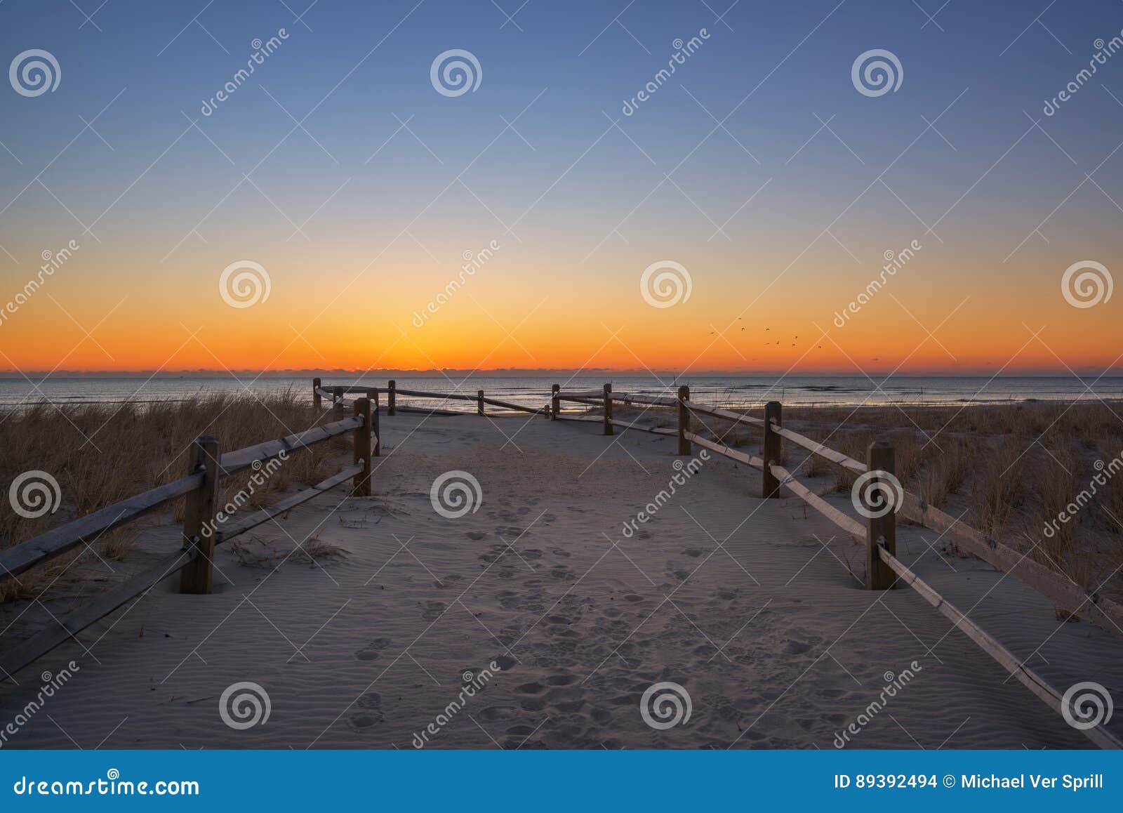 Beach Path Leading To the Ocean at Sunrise Stock Photo - Image of skies ...