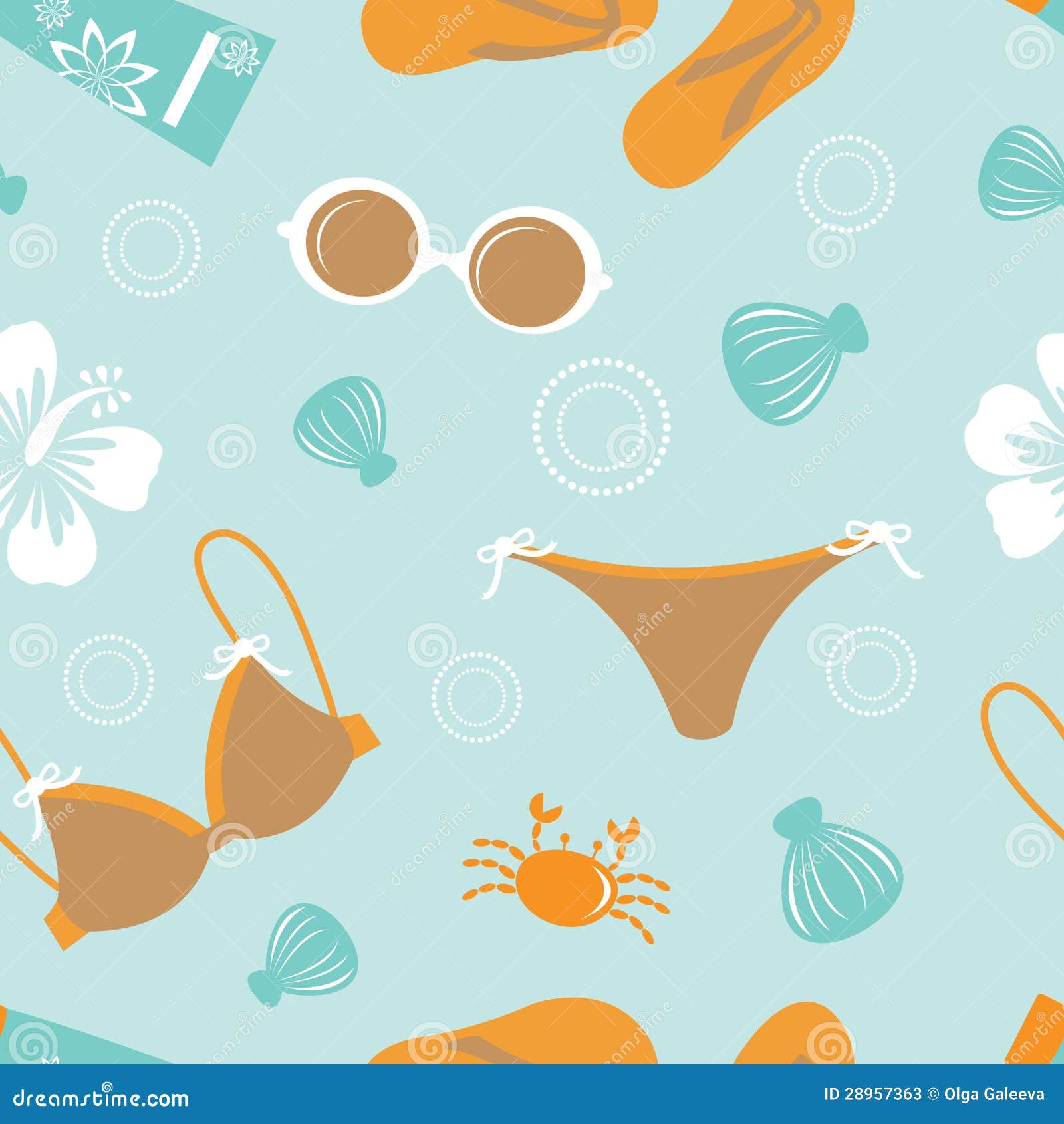 Beach pattern stock illustration. Illustration of hibiscus - 28957363