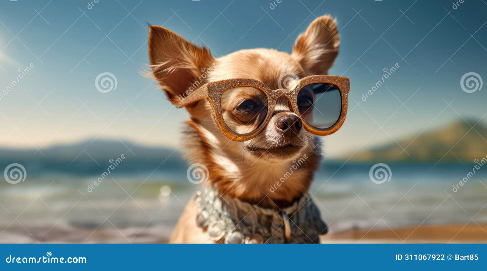 Dog Chihuahua Funny Cute Background Yellow Portrait Pet Puppy Glasses ...