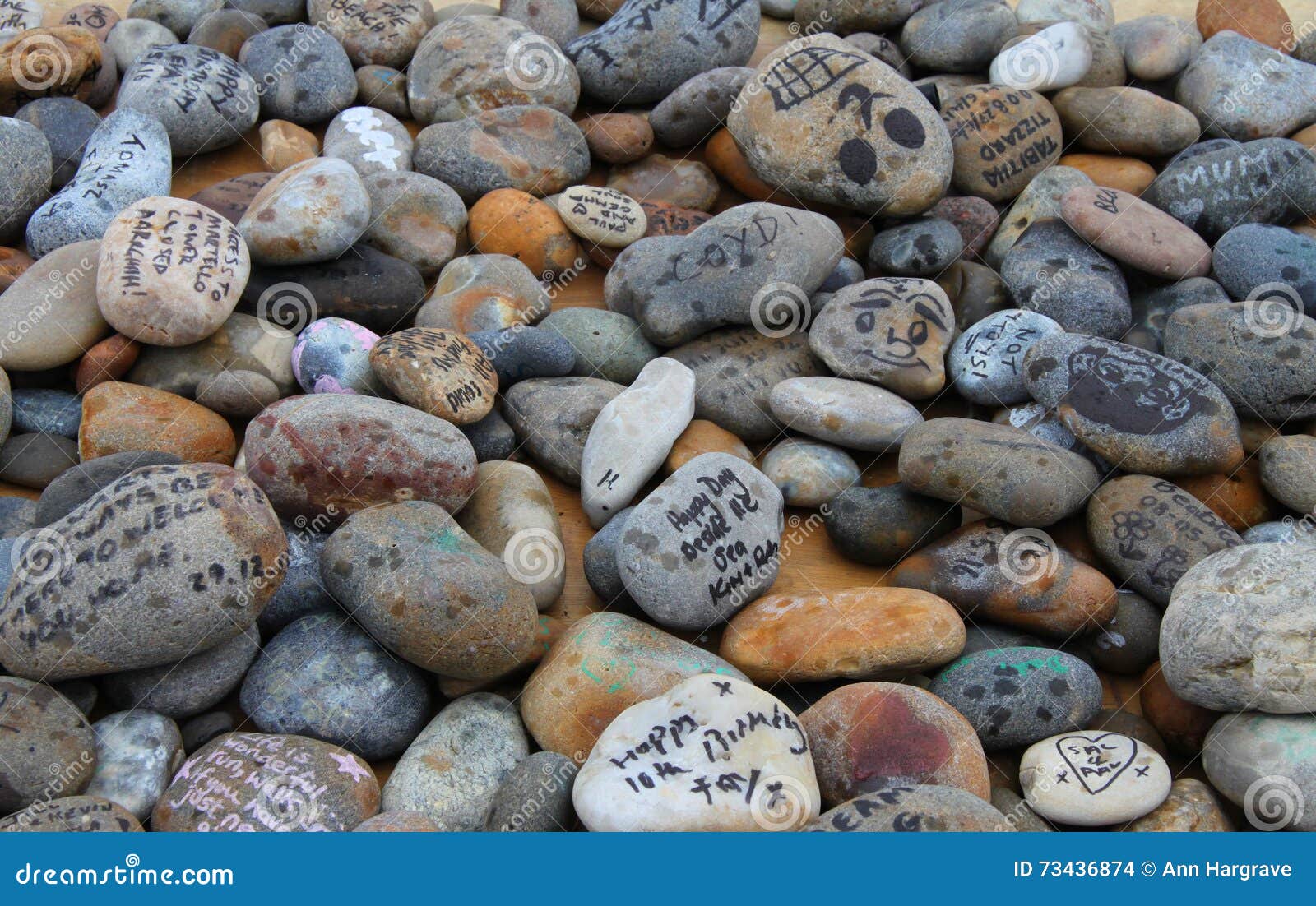 Beach Pebbles with Names and Messages Stock Photo - Image of pebble ...