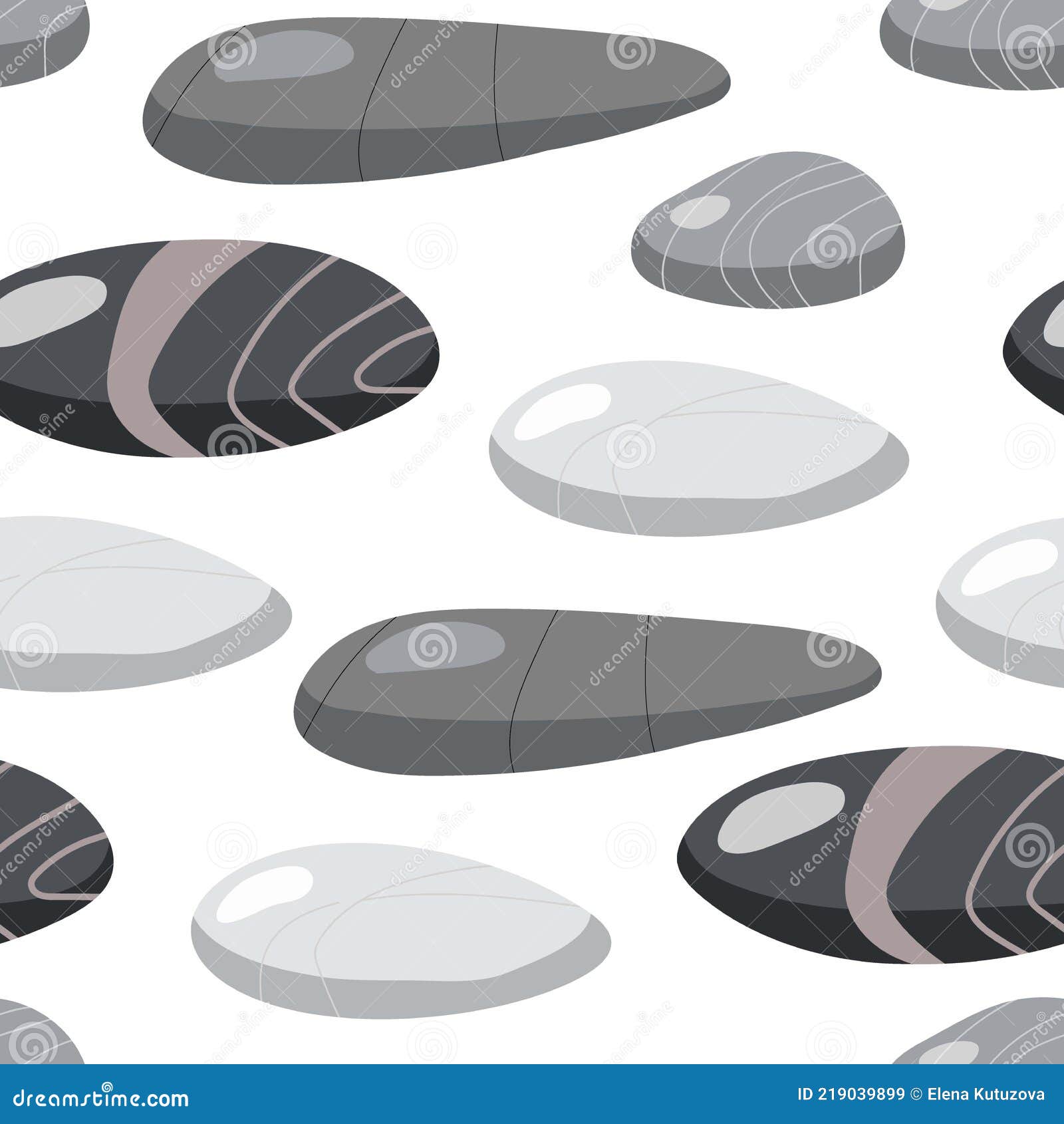 Beach Pebbles Seamless Pattern. Various Shapes Grey Color. Modern ...