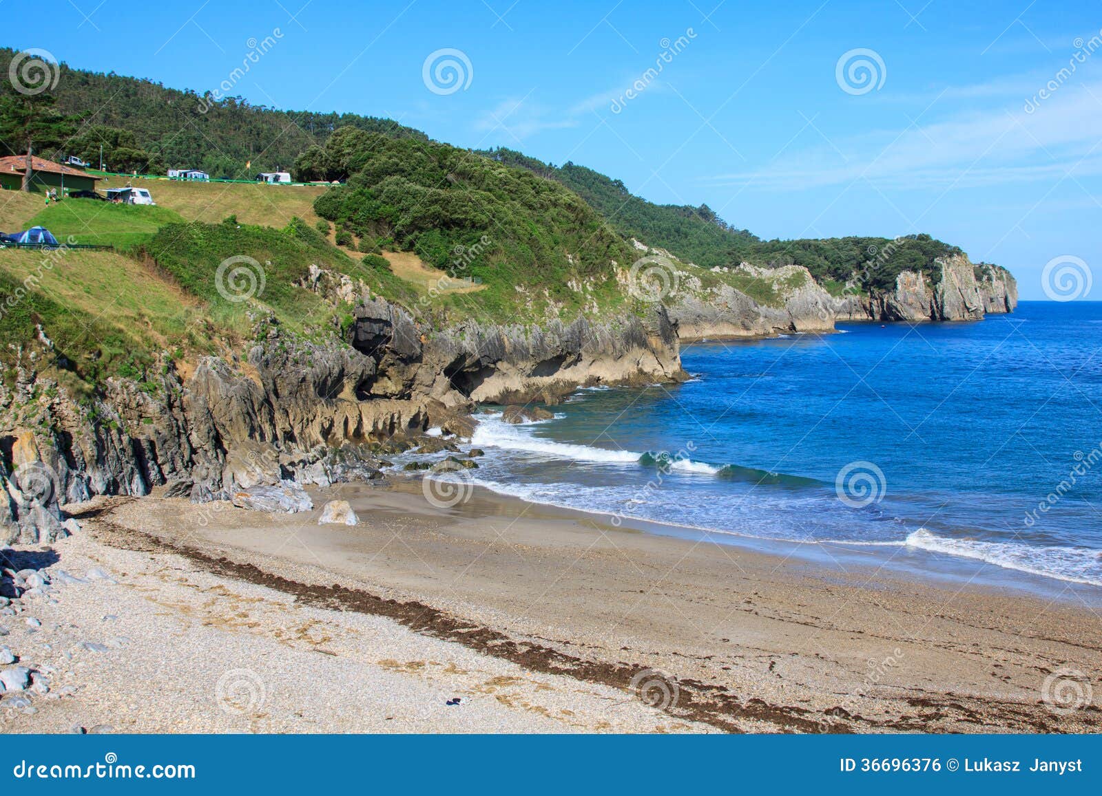 Beach of Pechon stock photo. Image of santander, broken - 36696376