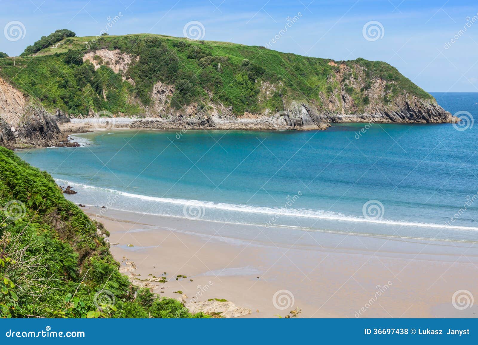 Beach of Pechon stock photo. Image of liencres, quebrada - 36697438