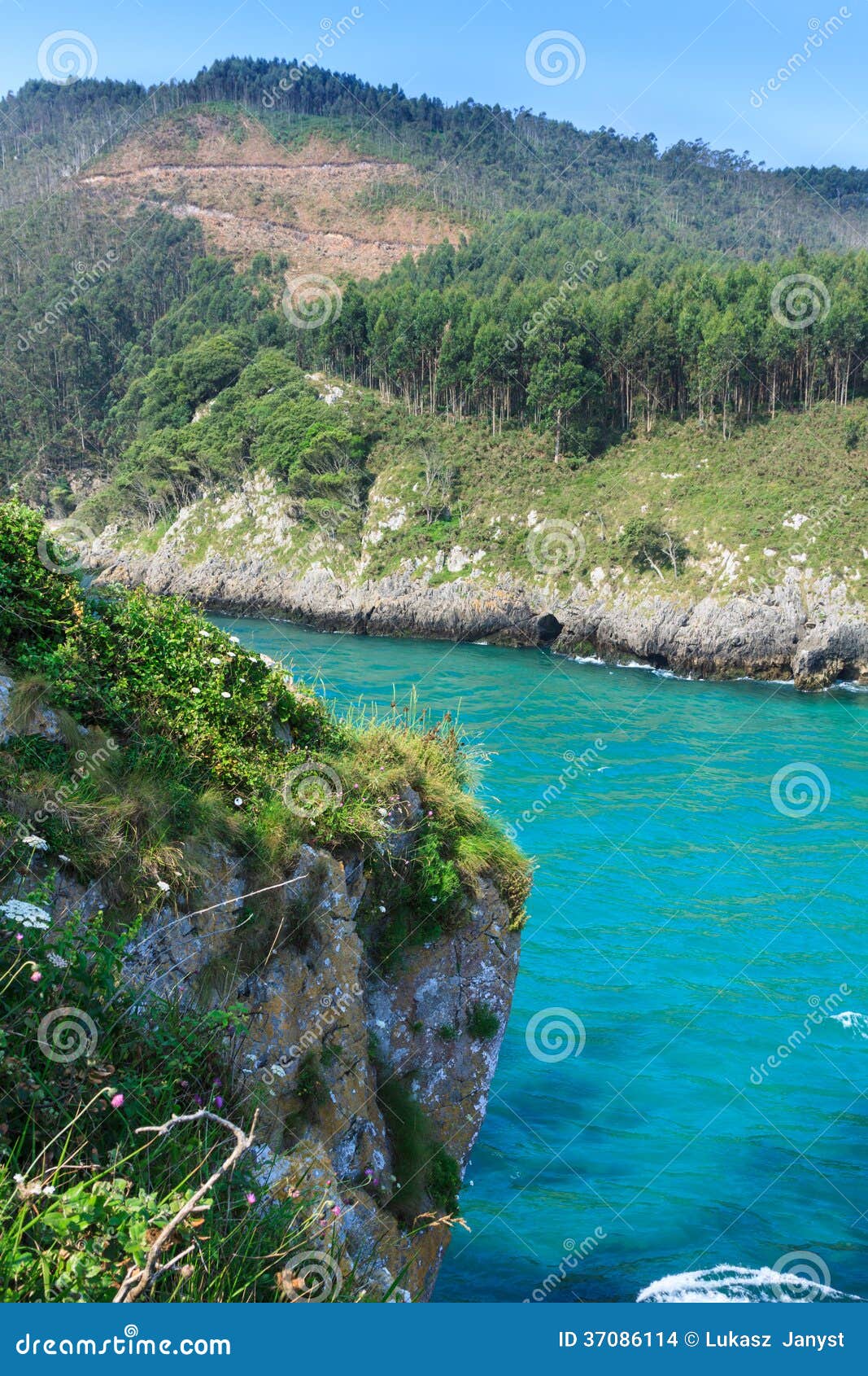 Beach of Pechon, Cantabria, Spain Stock Photo - Image of ocean, coast ...