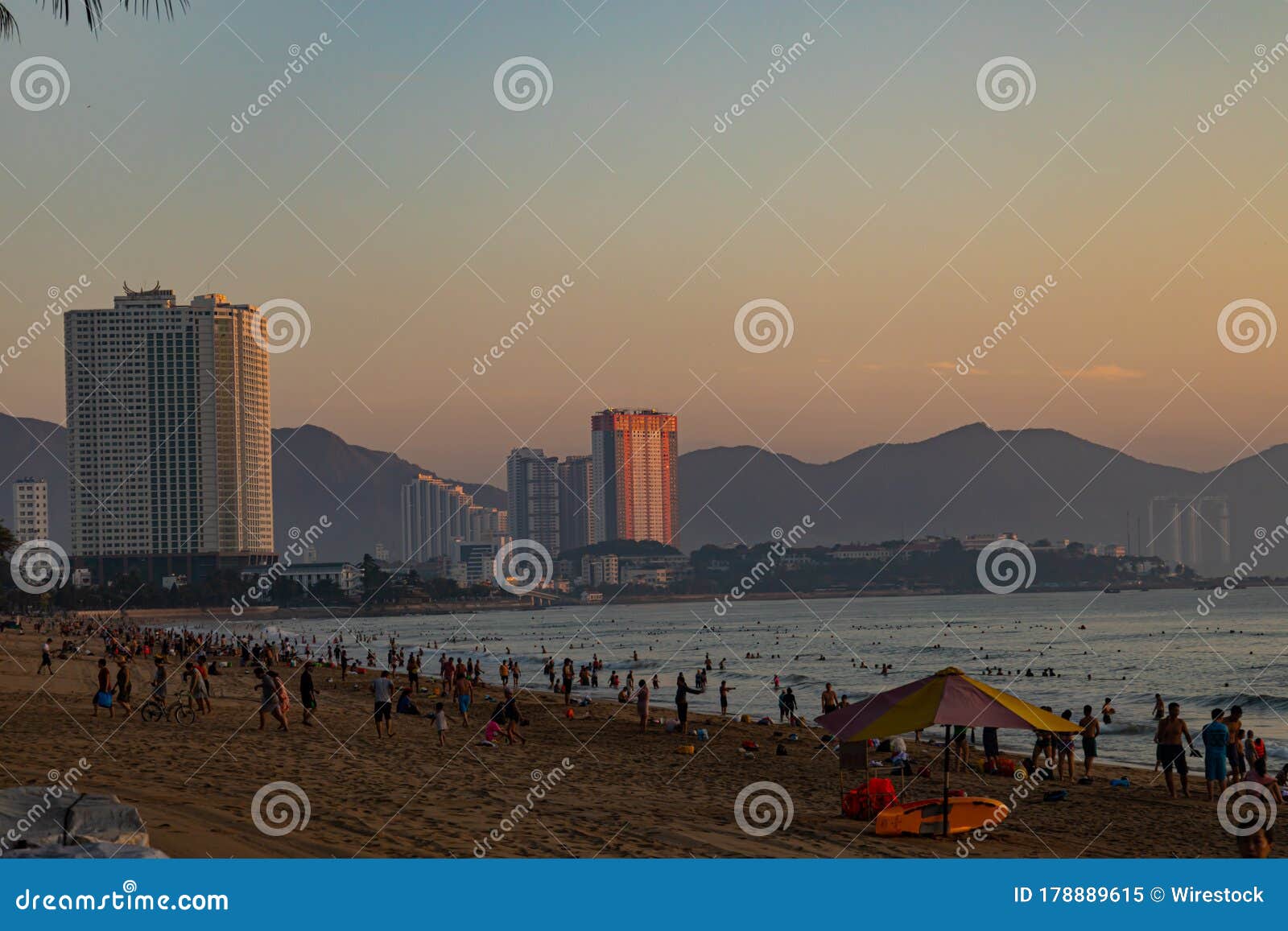 Beach with People Walking All Around in Nha Trang Editorial Image ...