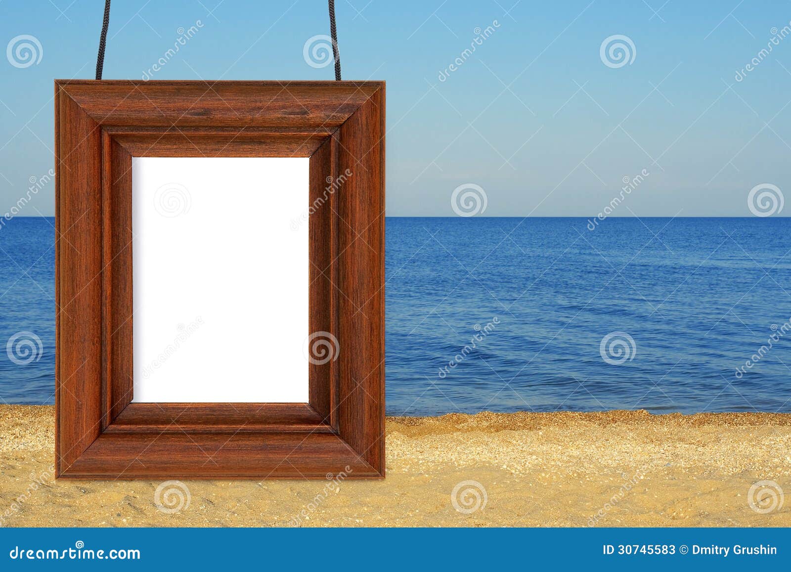 The Beach and the Photographic Frame Stock Image - Image of wooden ...