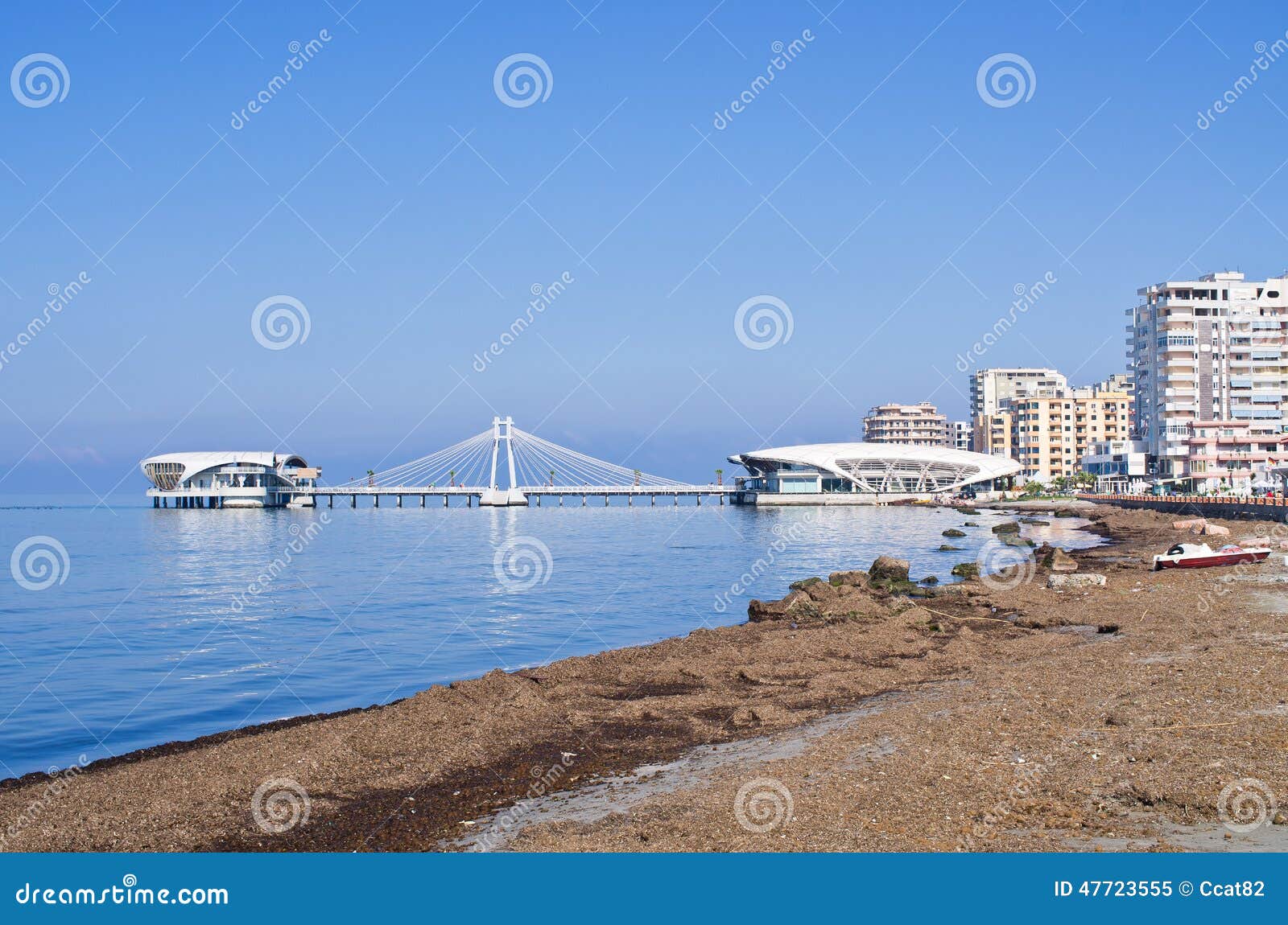 DURRES, ALBANIA: Panorama View To The Blue Water Sea Side Of Albanian ...