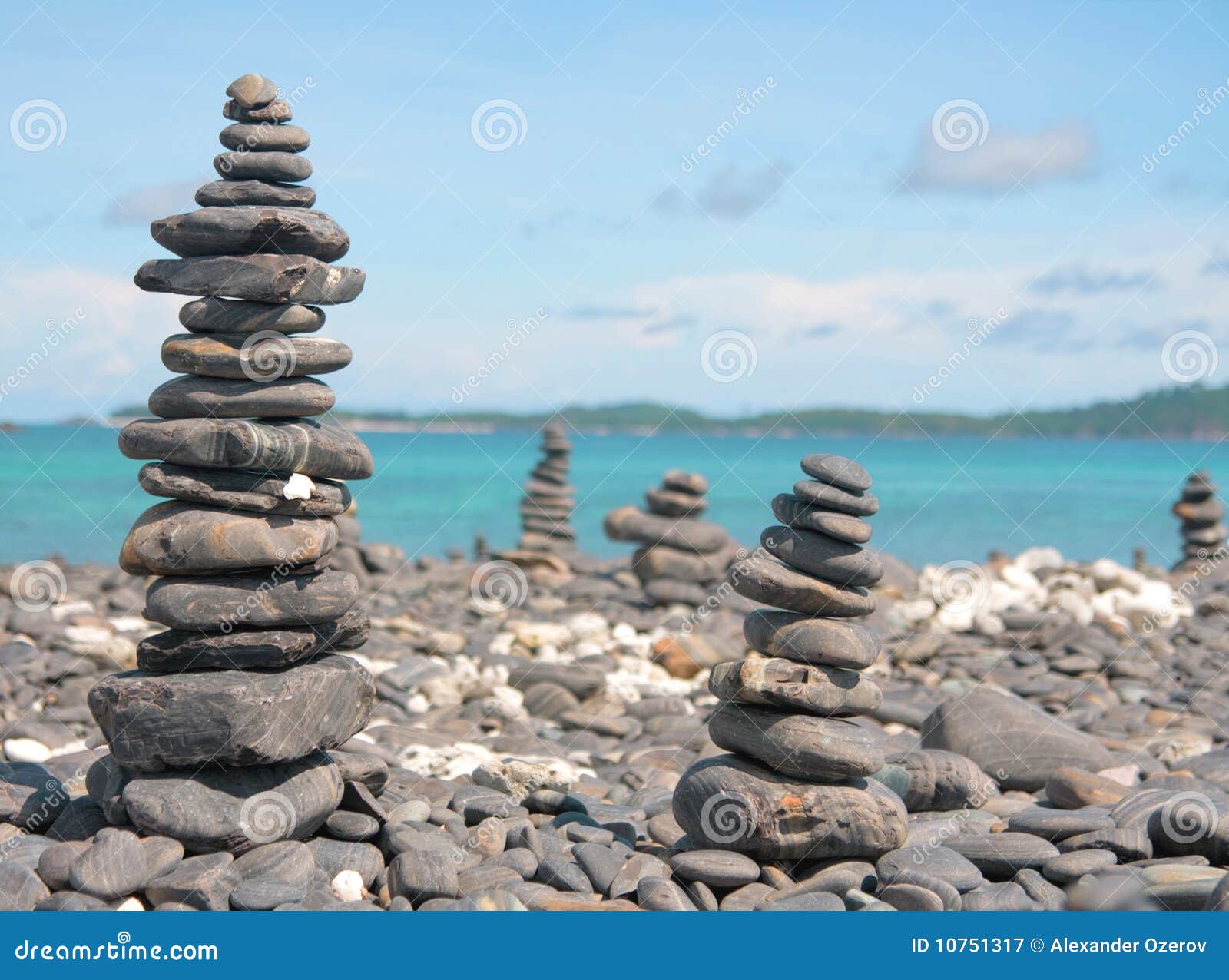 Beach and Piles of stones stock image. Image of natural - 10751317