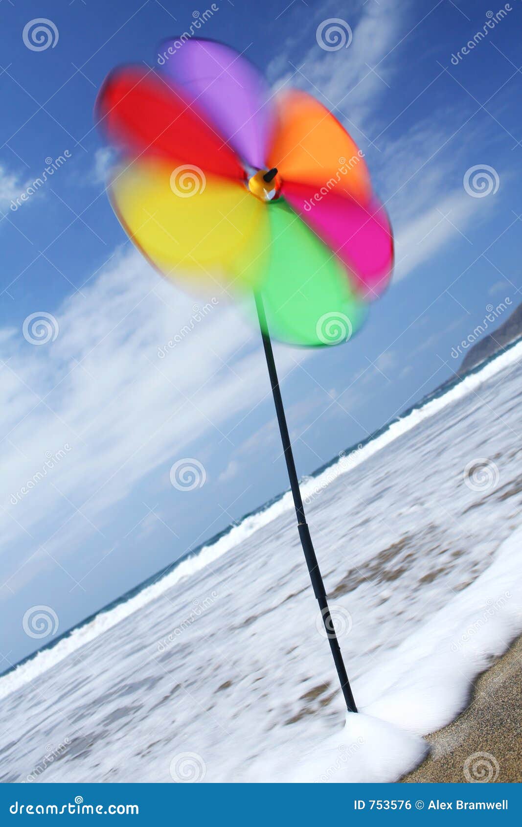 Beach Pinwheel in the Wind stock photo. Image of shore - 753576