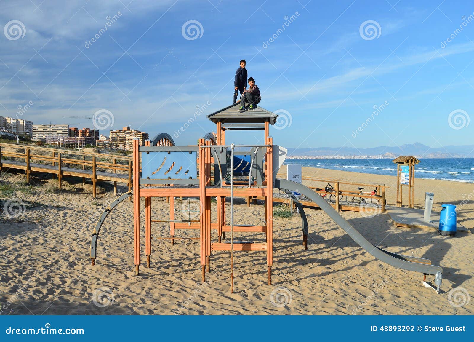 A Beach Playground - Kids Playing Children Beach Stock Photo - Image of ...