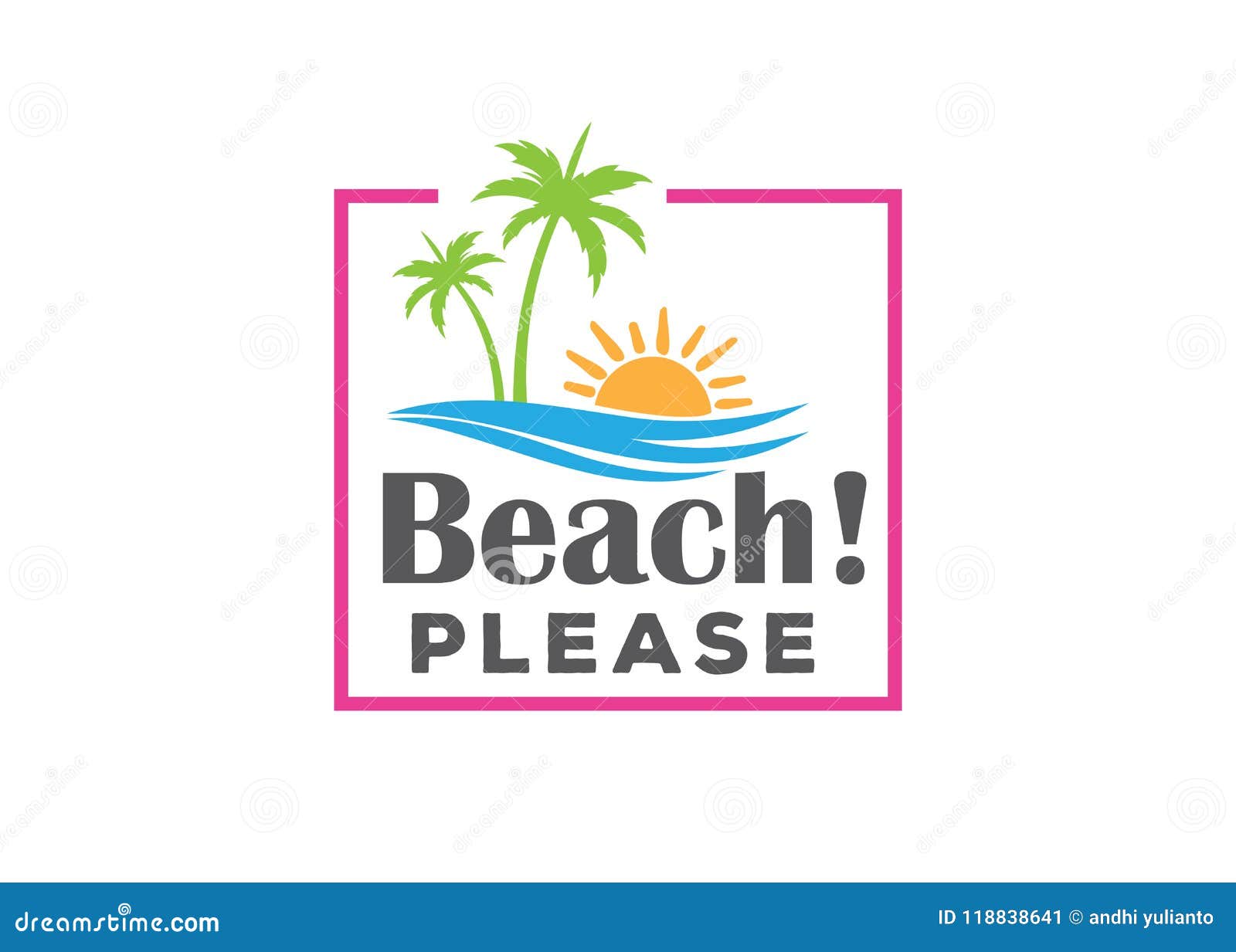 Beach Please Summer Theme Quote Vector Logo Design Template Stock ...