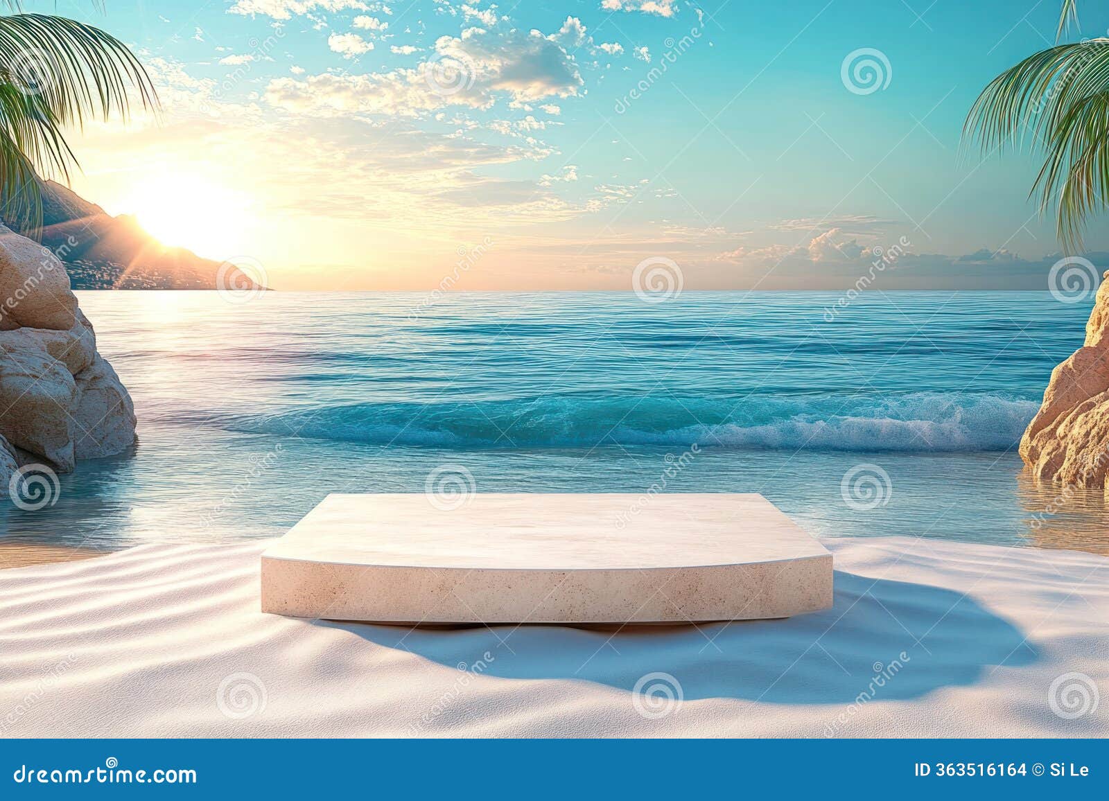 Beach Podium Summer Background Sand Product 3D. Beach Podium Summer ...