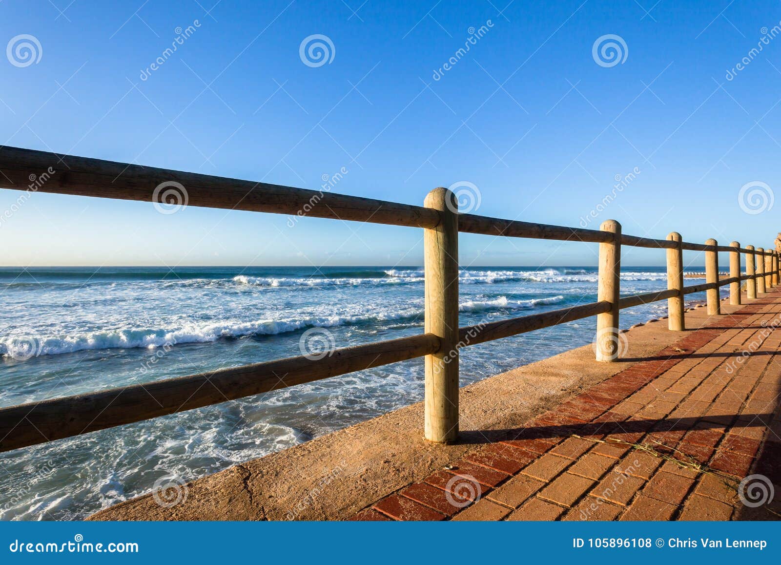 Beach Pole Fence Ocean Landscape Stock Photo - Image of fence, brighton ...
