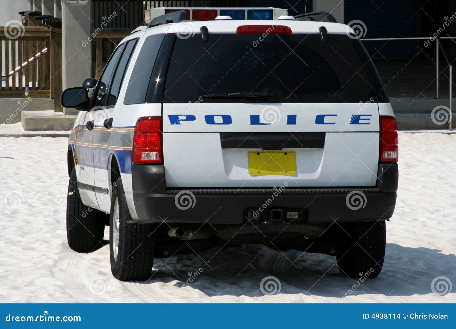 Beach Police Car Parked on Sandy Beach Stock Photo - Image of parked ...