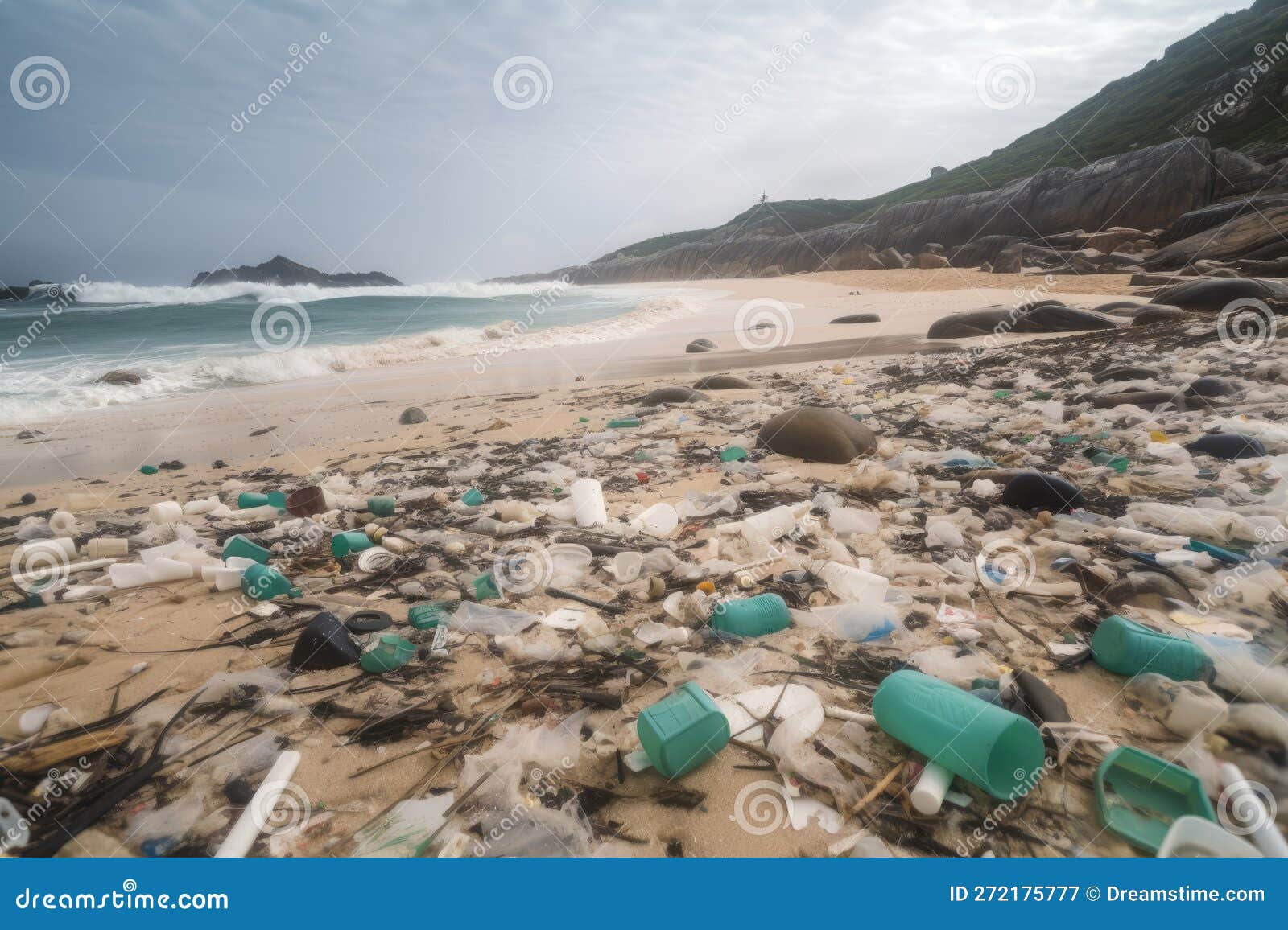 Beach Pollution. Plastic Bottles and Other Trash on the Beach ...
