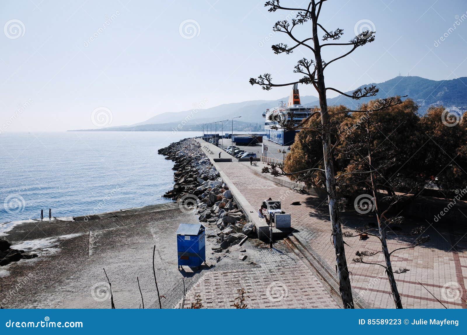 Beach at the Port of Mytilene Editorial Stock Photo - Image of leisure ...