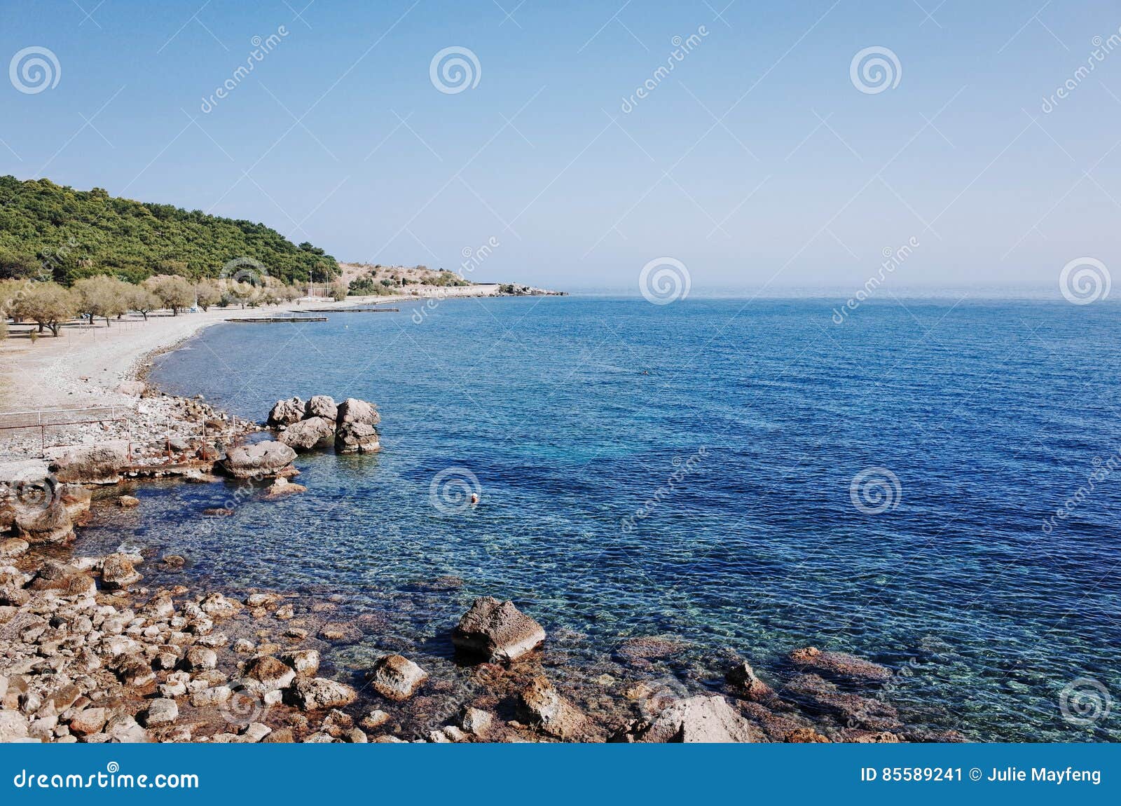 Beach at the Port of Mytilene Editorial Photo - Image of people ...