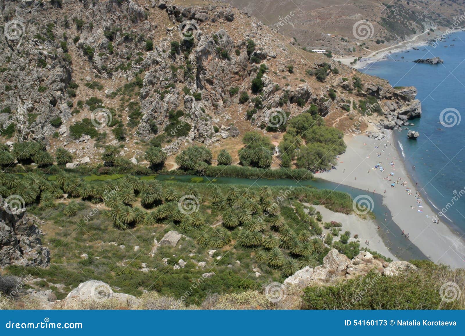 The Beach of Preveli Palm Forest in Crete Stock Image - Image of ...