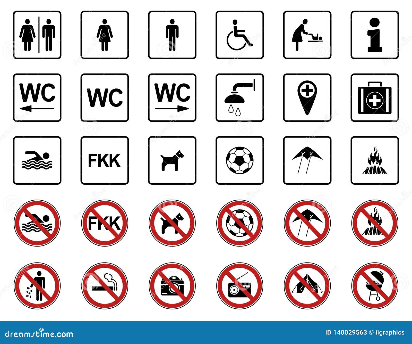 Beach - Prohibition & Warning Signs - Iconset Stock Illustration ... Beach - Prohibition & Warning Signs - Iconset Stock Illustration ...