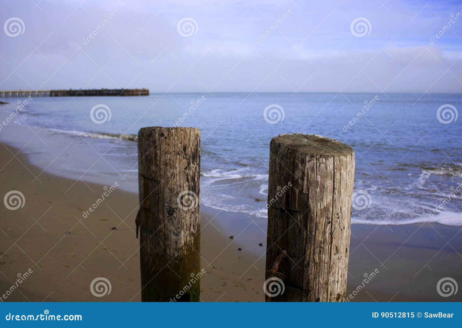 Beach Pylons stock image. Image of mood, scene, seascape - 90512815