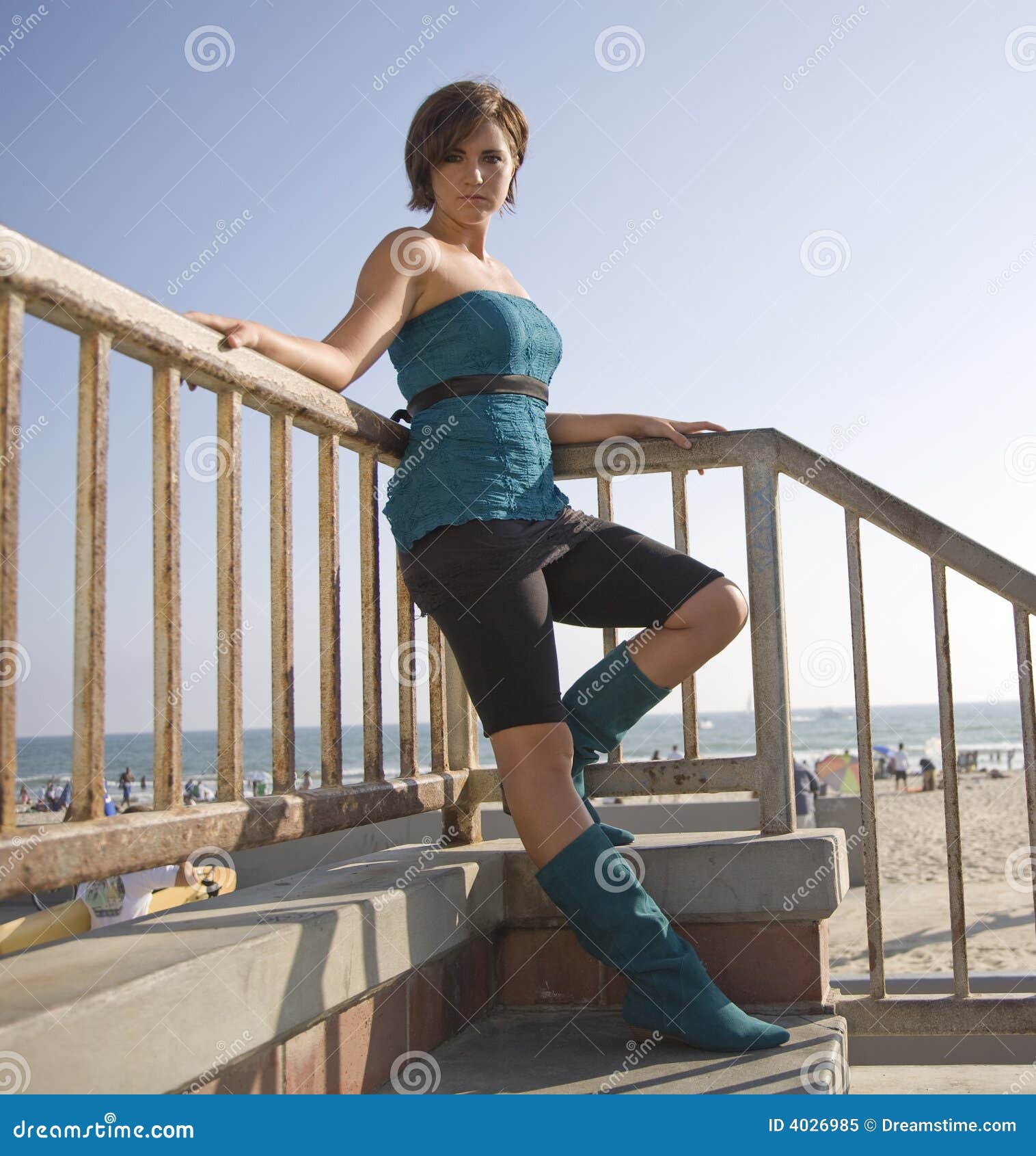 Beach Rail Lean 3 stock image. Image of beach, caucasian - 4026985