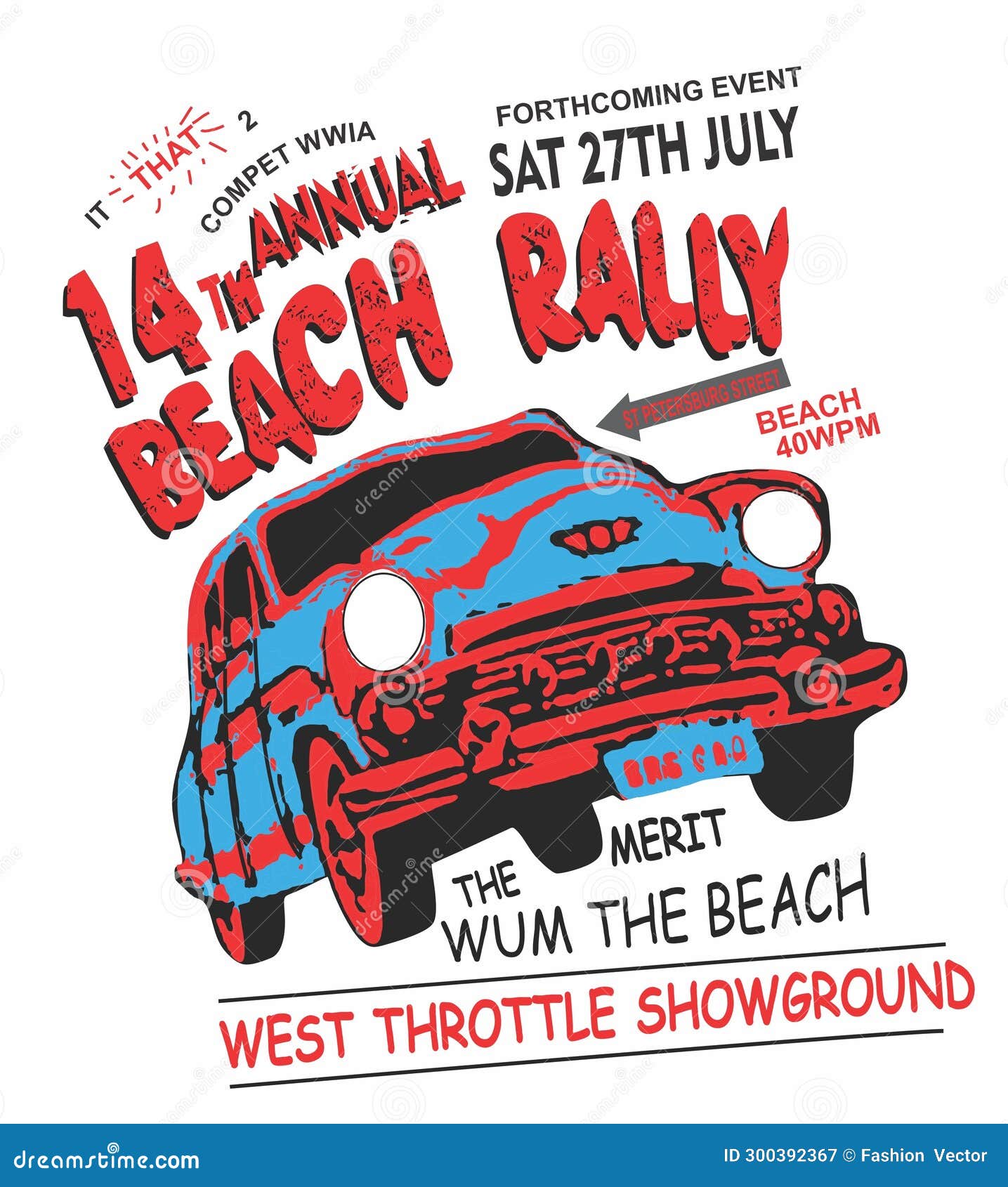 Beach Rally Car Beach Print Vector Art Stock Illustration ...