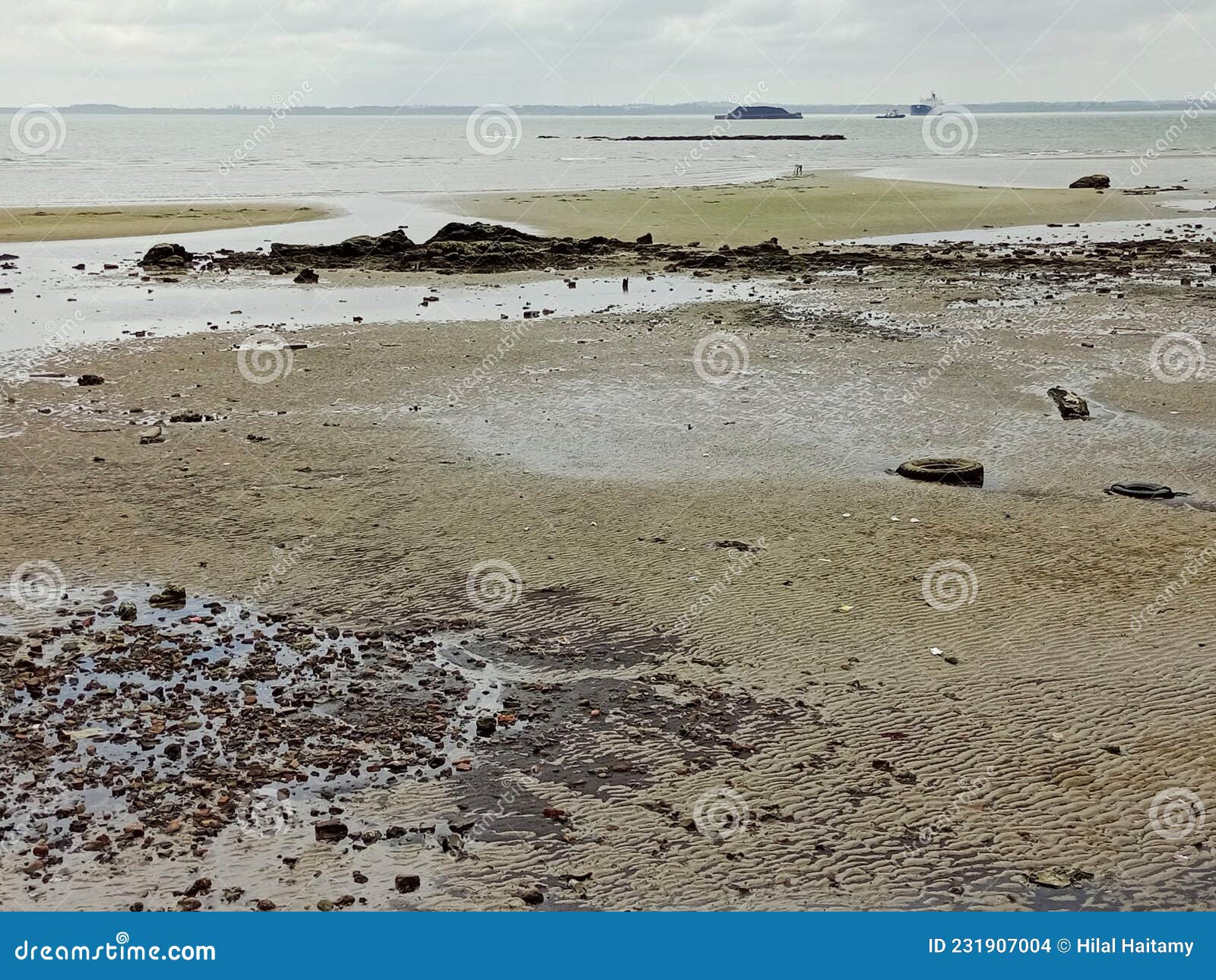 The Beach is Receding or the Sea Water is Drying Up. Stock Photo ...