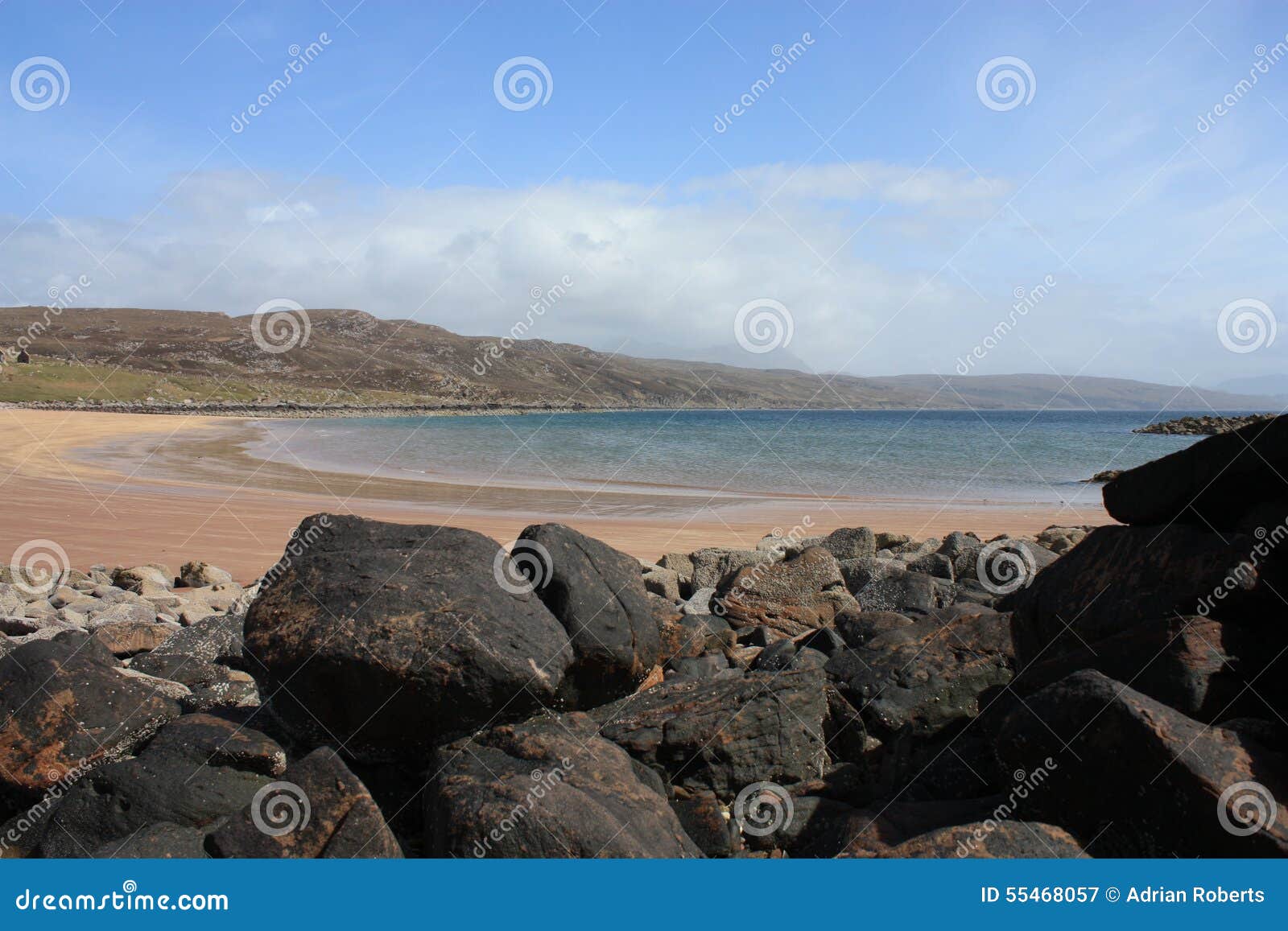 The Beach at Red Point with Rocks Stock Image - Image of rocks, hills ...