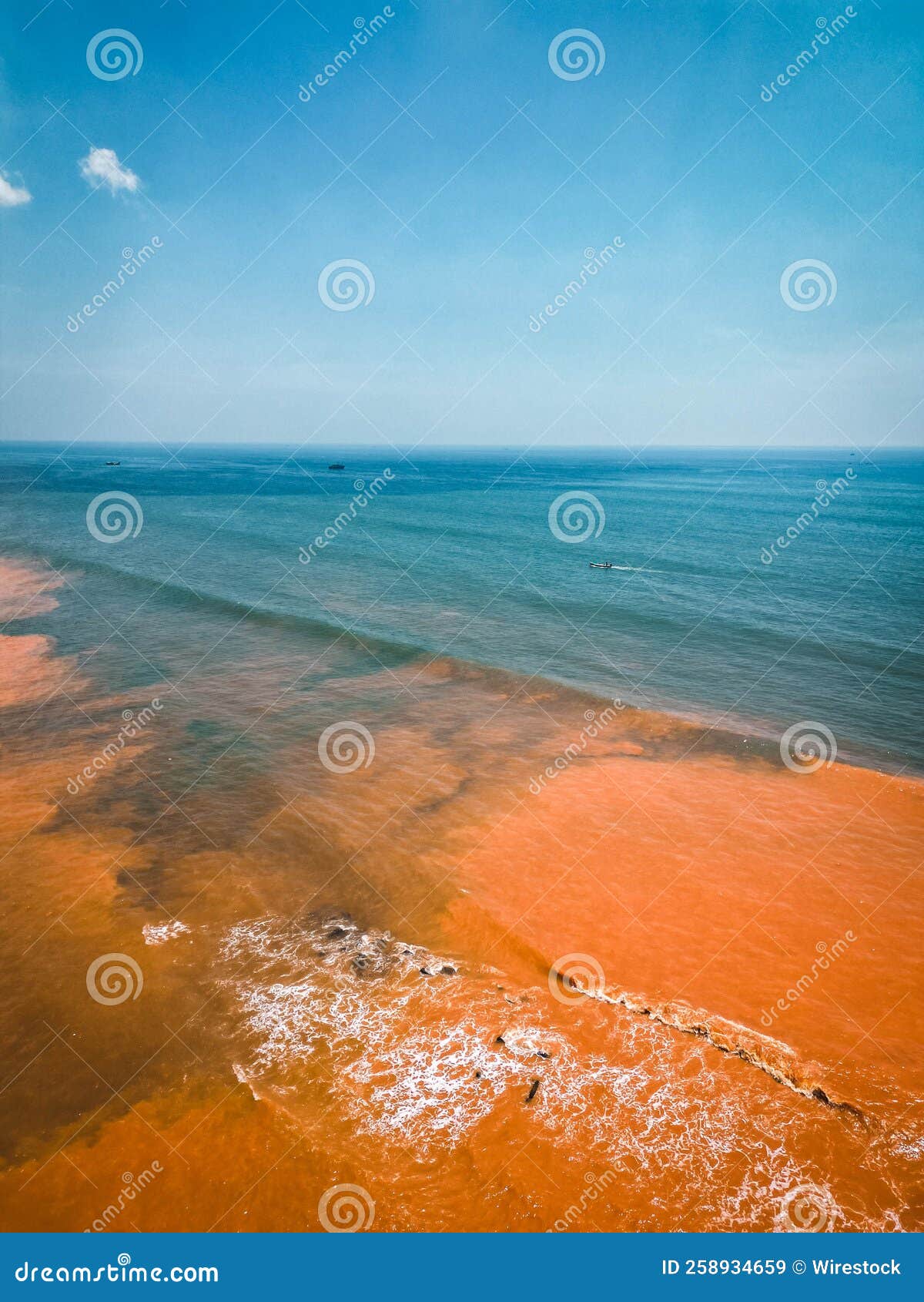 Beach with Red Sand, Aerial, Vertical Stock Image - Image of beach ...