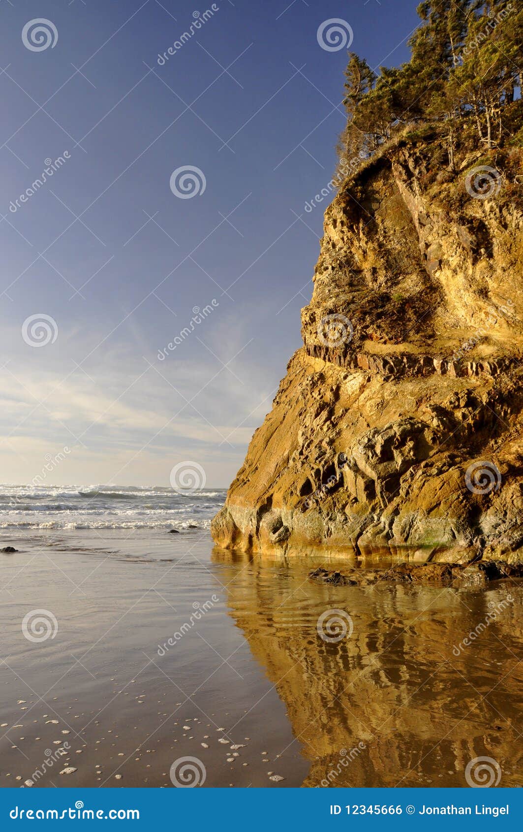 Beach reflection stock photo. Image of breakers, cliff - 12345666