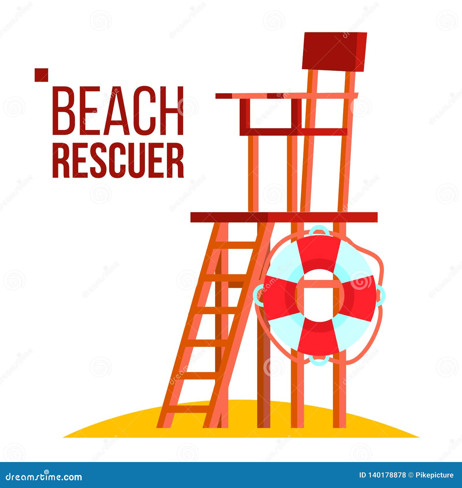 Beach Rescuer Vector. Isolated Flat Cartoon Illustration Stock Vector ...