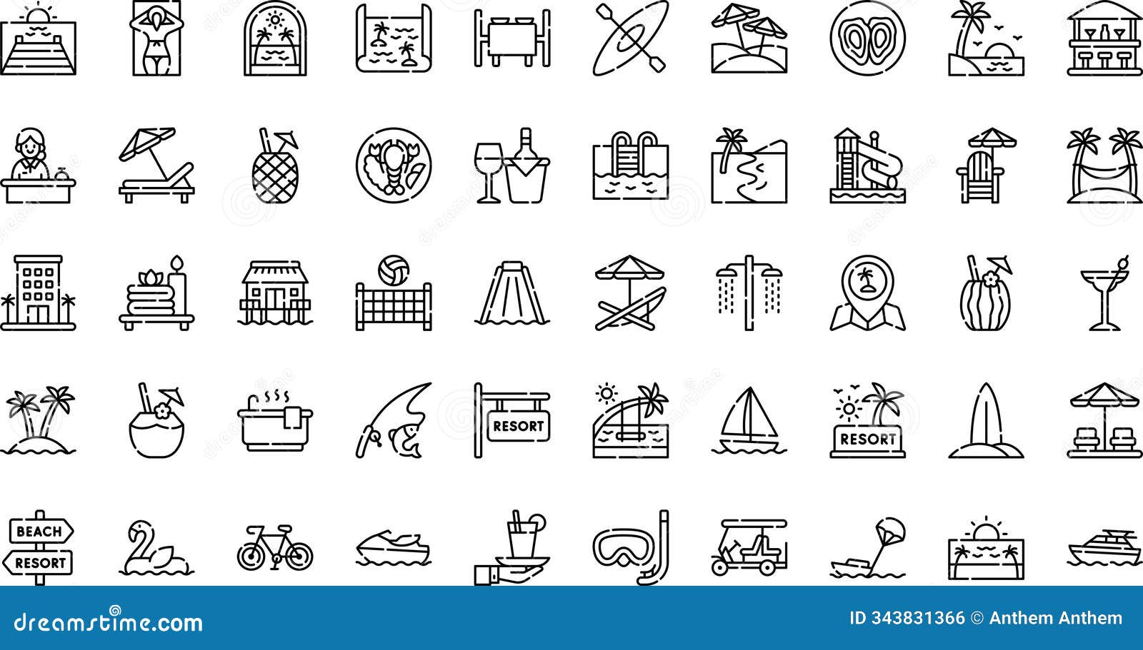 Beach Resort Icons High-Quality Vector Icons Collection with Editable ...